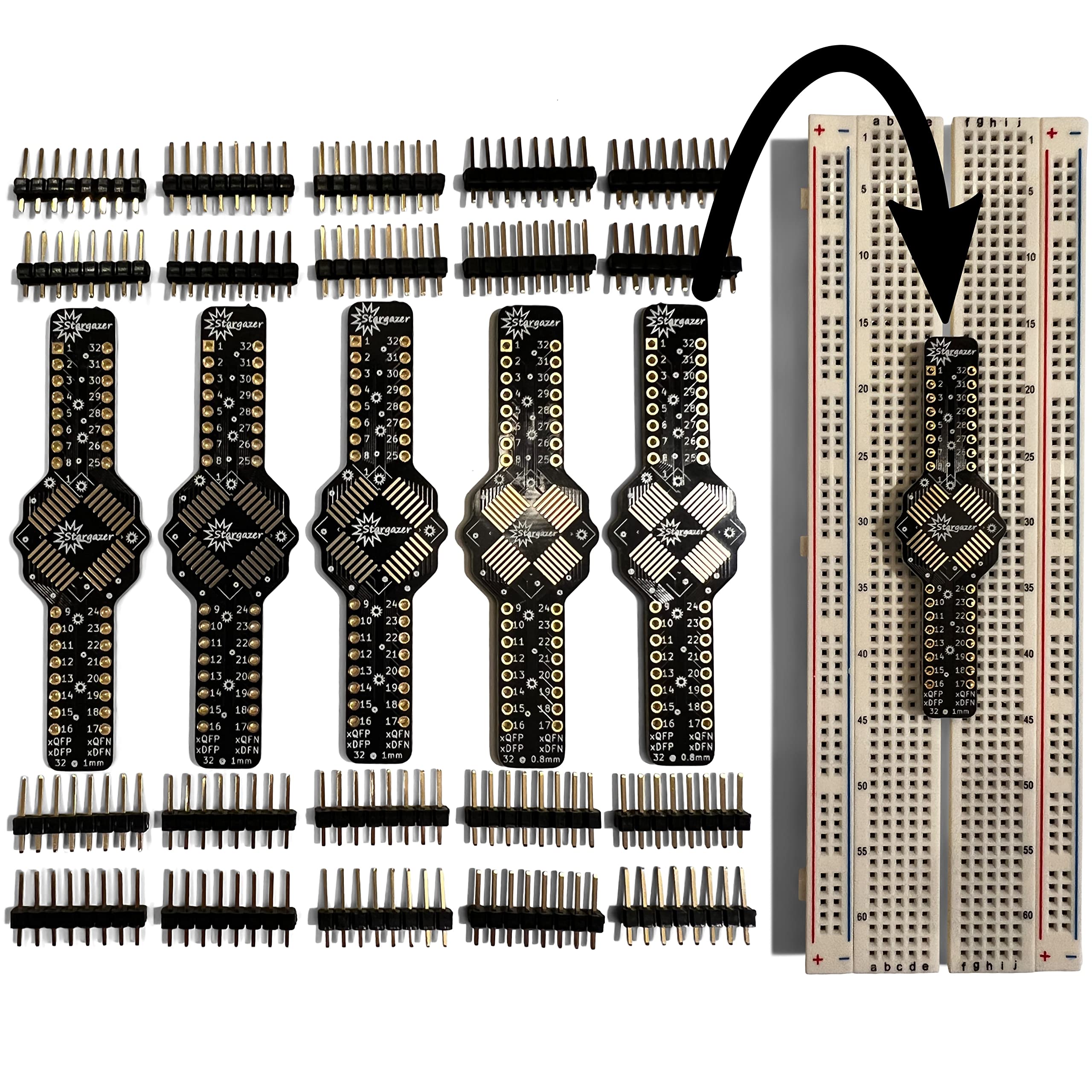 Buy Stargazer Solderless Breadboard SMD to DIP Dual Sided Breakout for ...