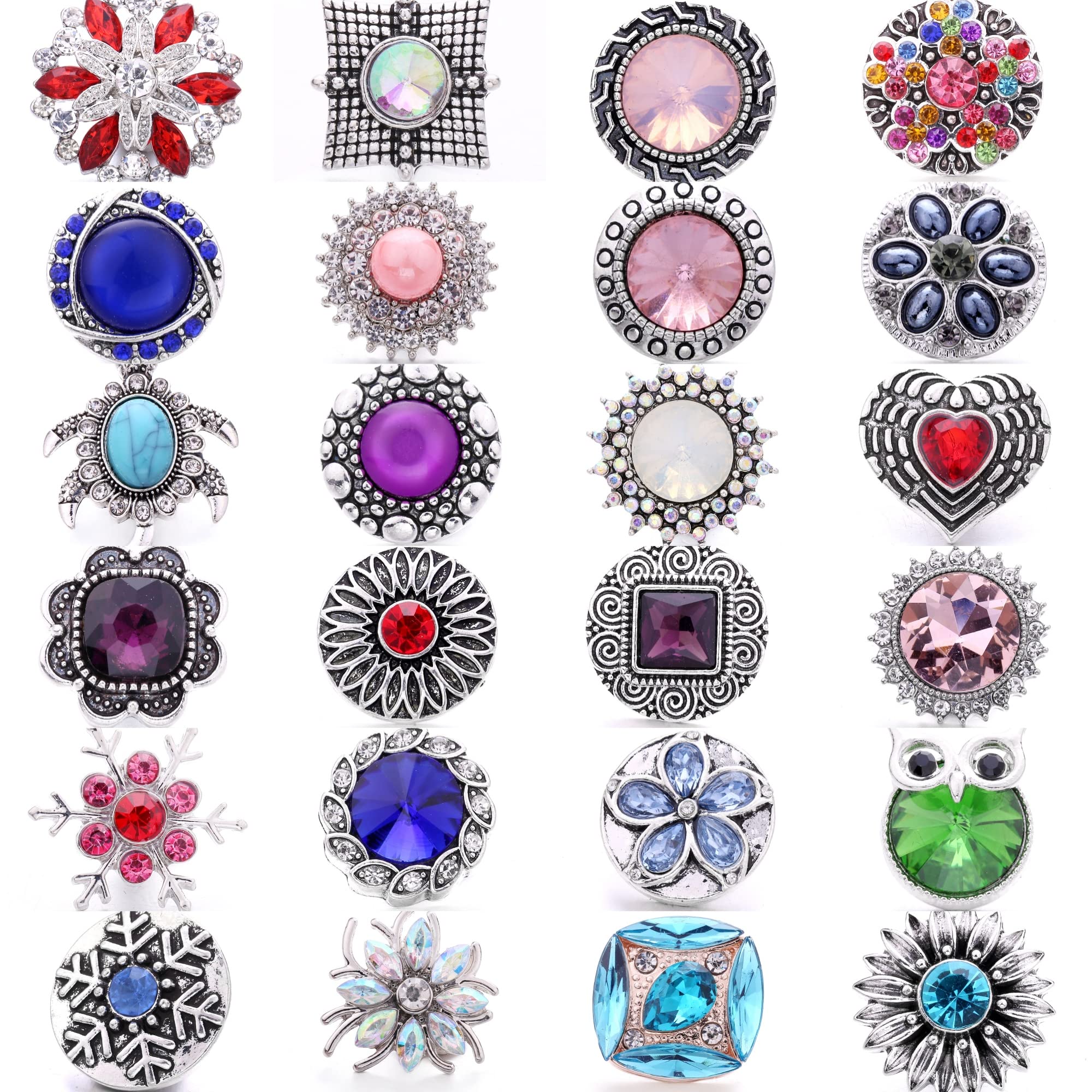 Amazon.com: LKLDM 24PCS Mixed Style Rhinestones Snaps Jewelry Charms ...