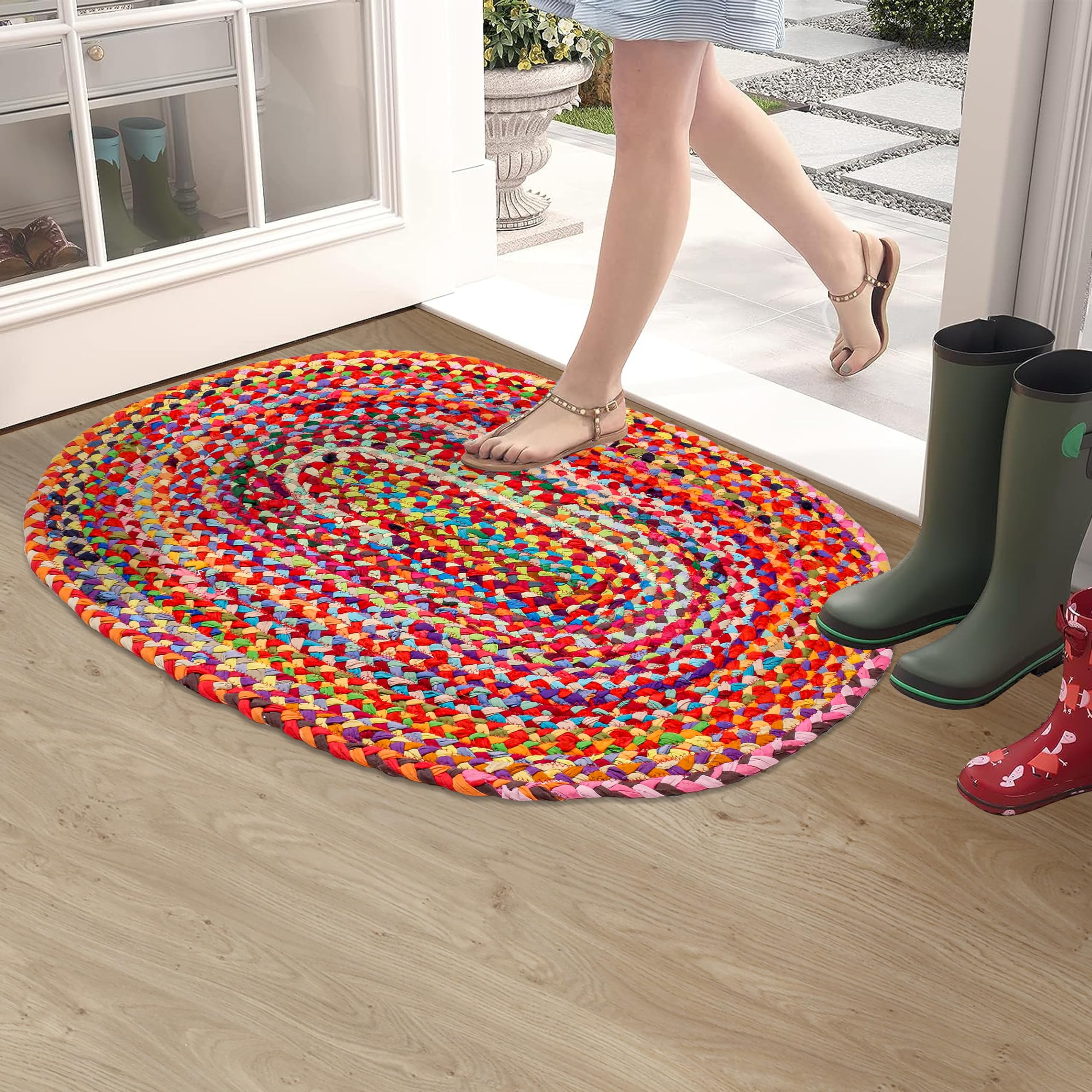 Amazon.com: RIANGI Multicolor Cotton Chindi Area Rugs 2x3 Feet Oval ...