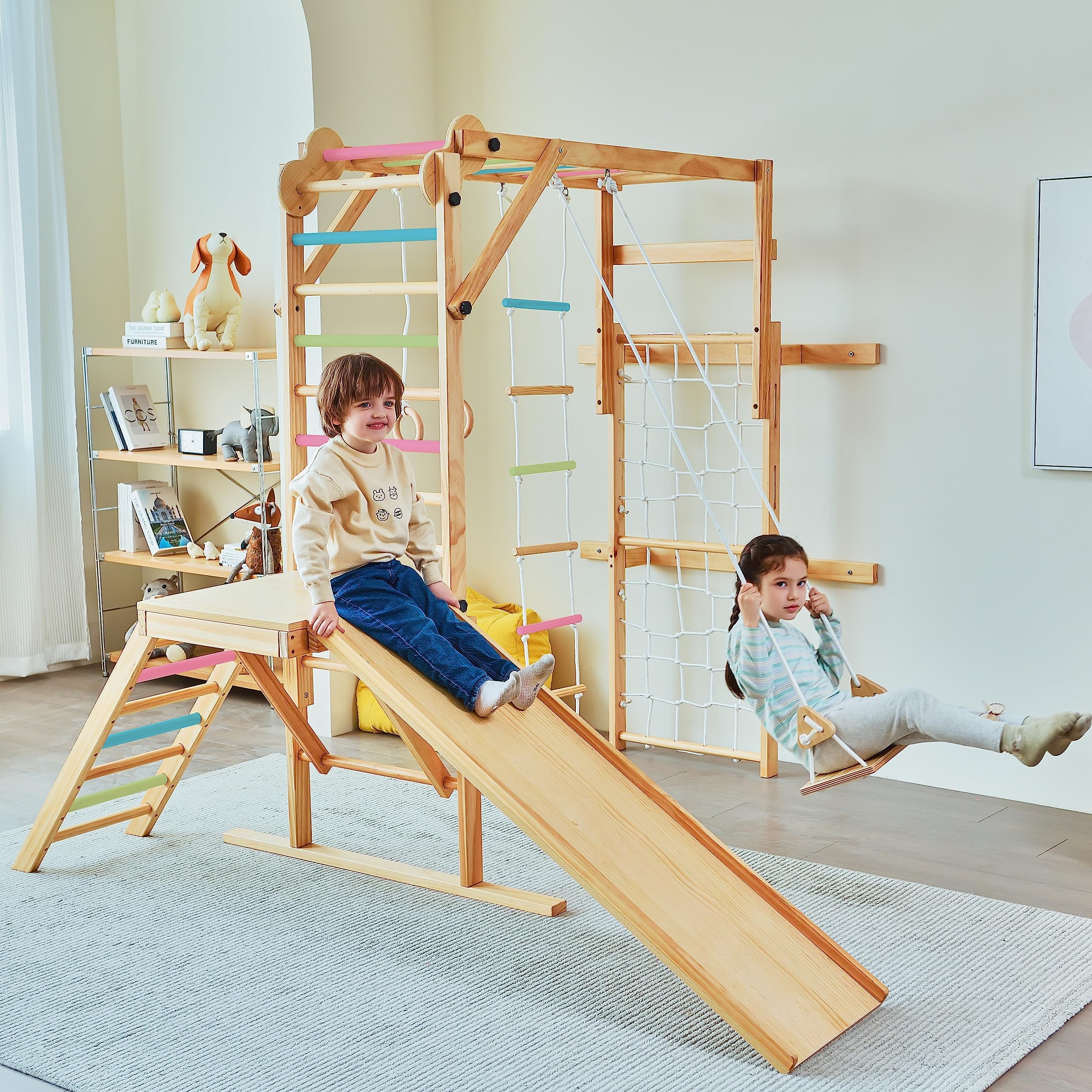 Amazon.com: Avenlur Grove 8-in-1 Indoor Jungle Gym with Gymnastic Rings ...