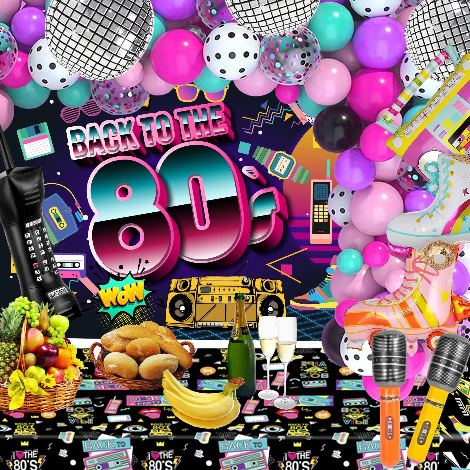 Amazon.com: Vetwo Back to The 80's Party Paper Plates Napkins for ...