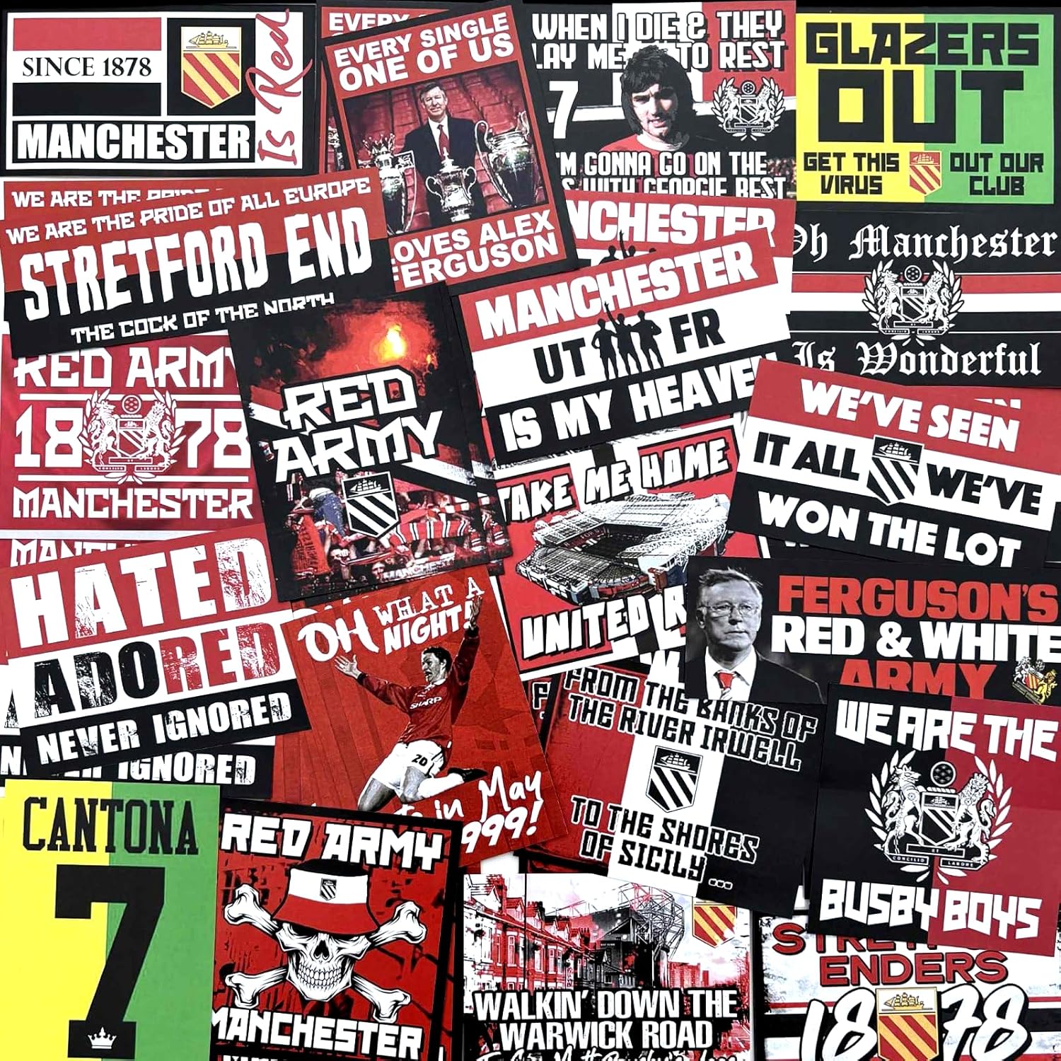 100 x Stickers for Manchester Utd Fans - Inspired by MUFC Ultras United ...