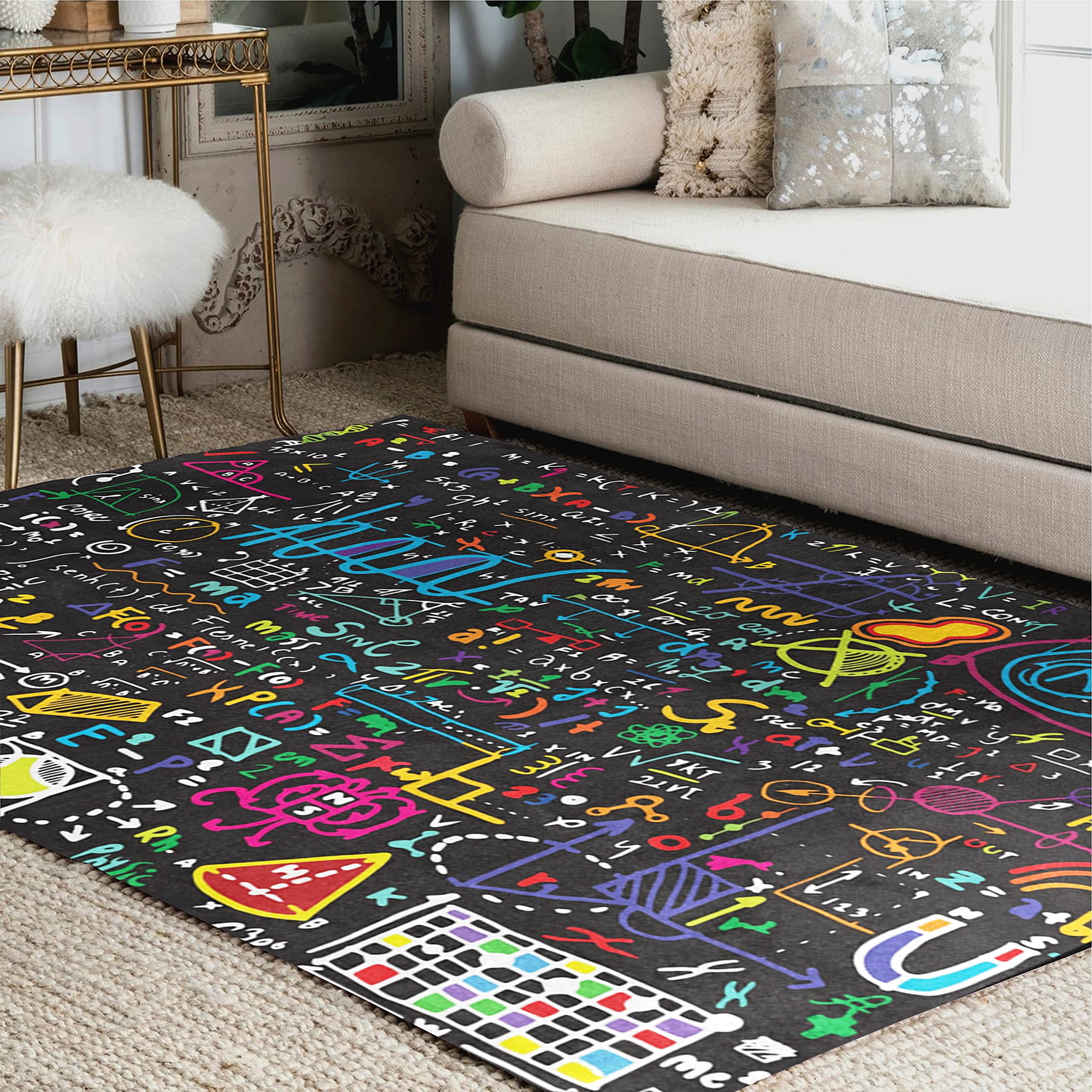 Amazon.com: ALAZA Educational Back to School Math Science Area Rug Rugs ...