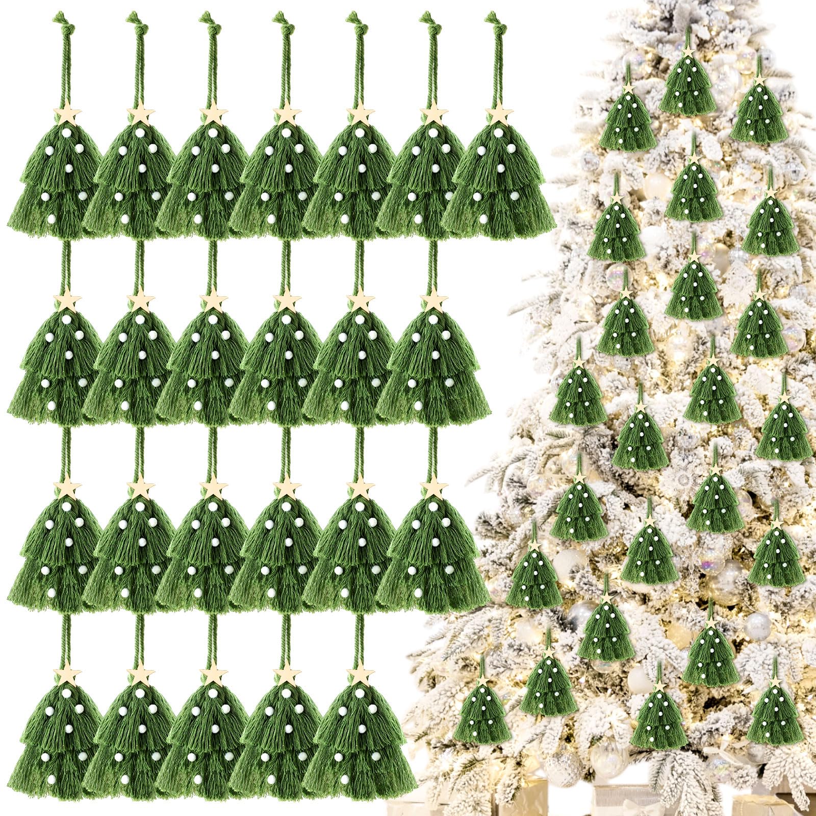 Amazon.com: Vercraft 24 Pcs Christmas Tree Hanging Ornaments Green ...