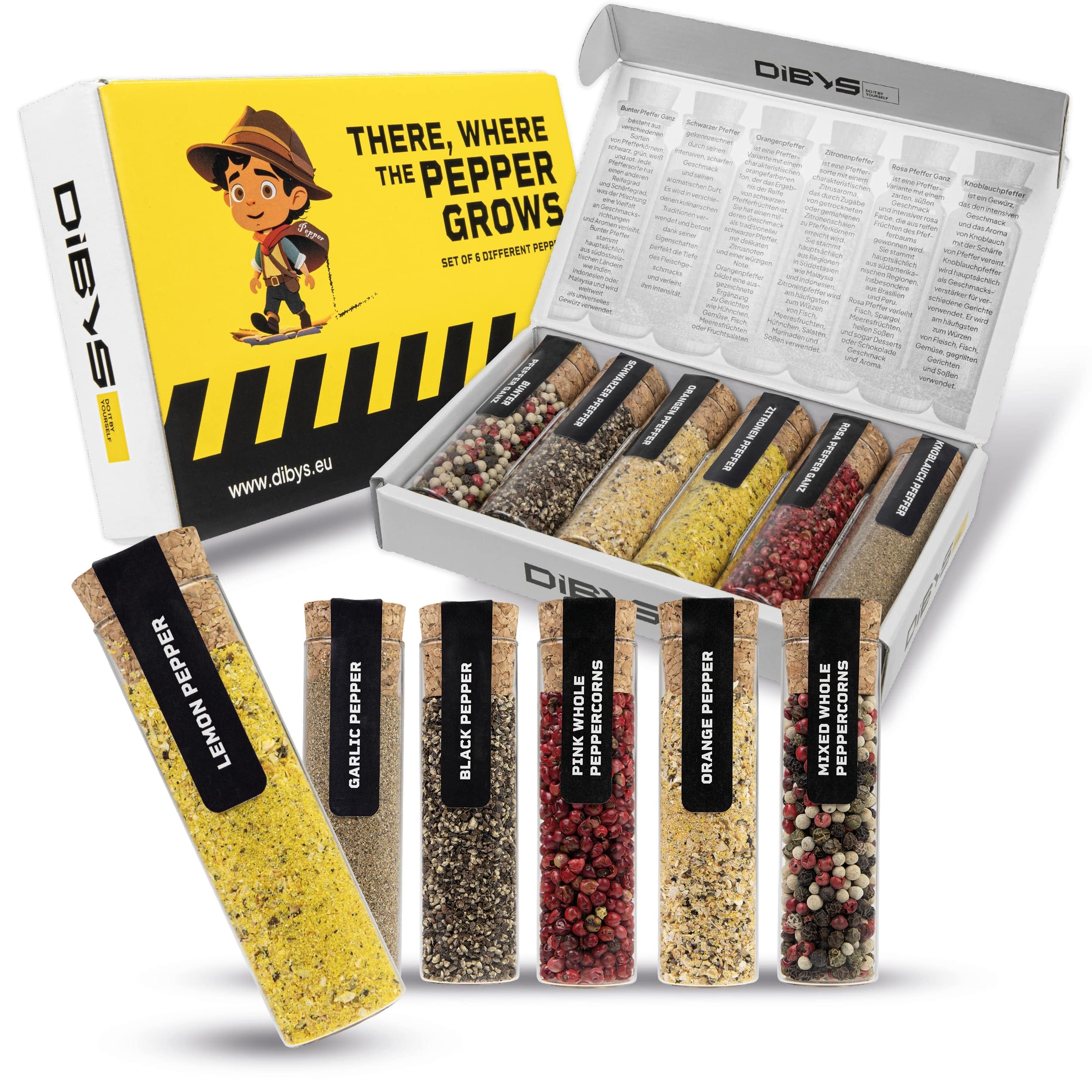 Amazon.com : DIBYS Gourmet Pepper Seasoning Set - 6 Authentic Pepper ...