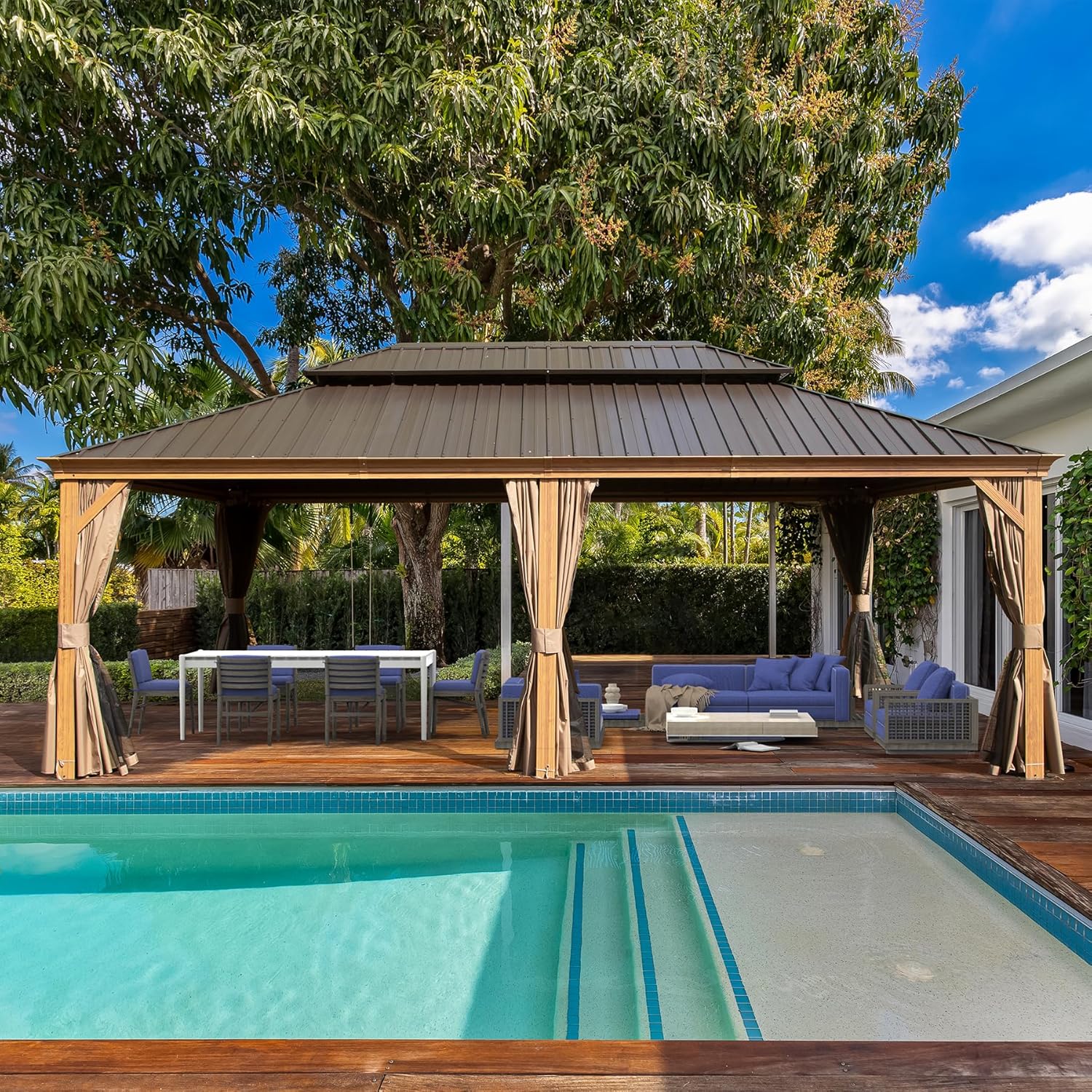 Amazon.com : Domi 14'x22' Hardtop Gazebo Canopy,Outdoor Aluminum Gazebo ...