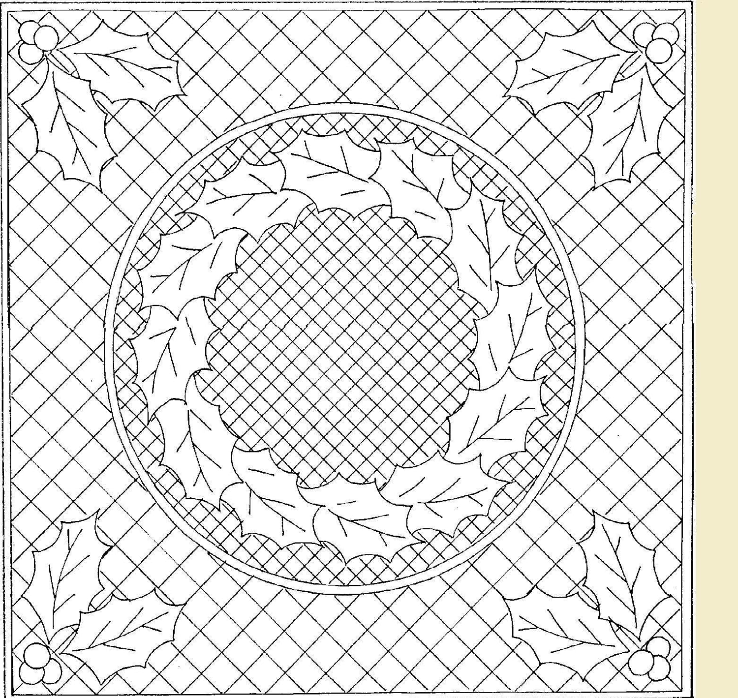 Amazon.com: Preprinted Mini Wholecloth- Wash Out Ink- Holly Wreath 16.5 ...