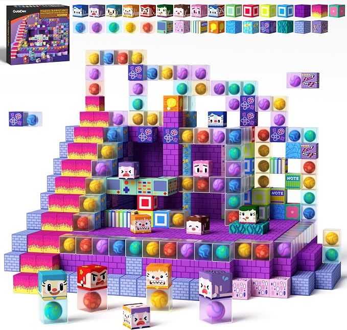 Amazon.com: GobiDex 100PCS Magnetic Building Blocks for Kids 3 ...