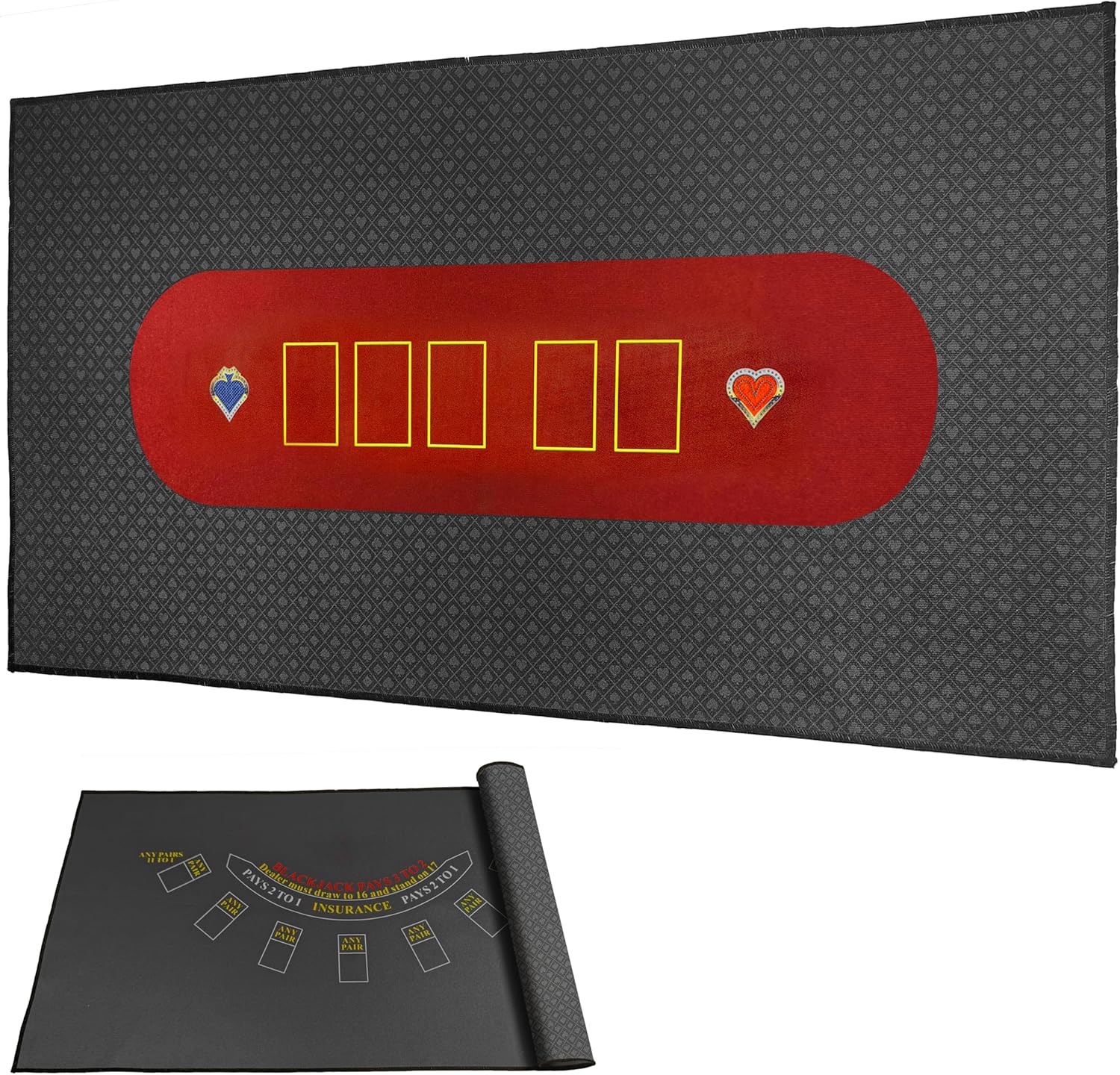 BALIKEN 36x72 Inches Texas Holdem Poker Mat & Blackjack Table Top ...