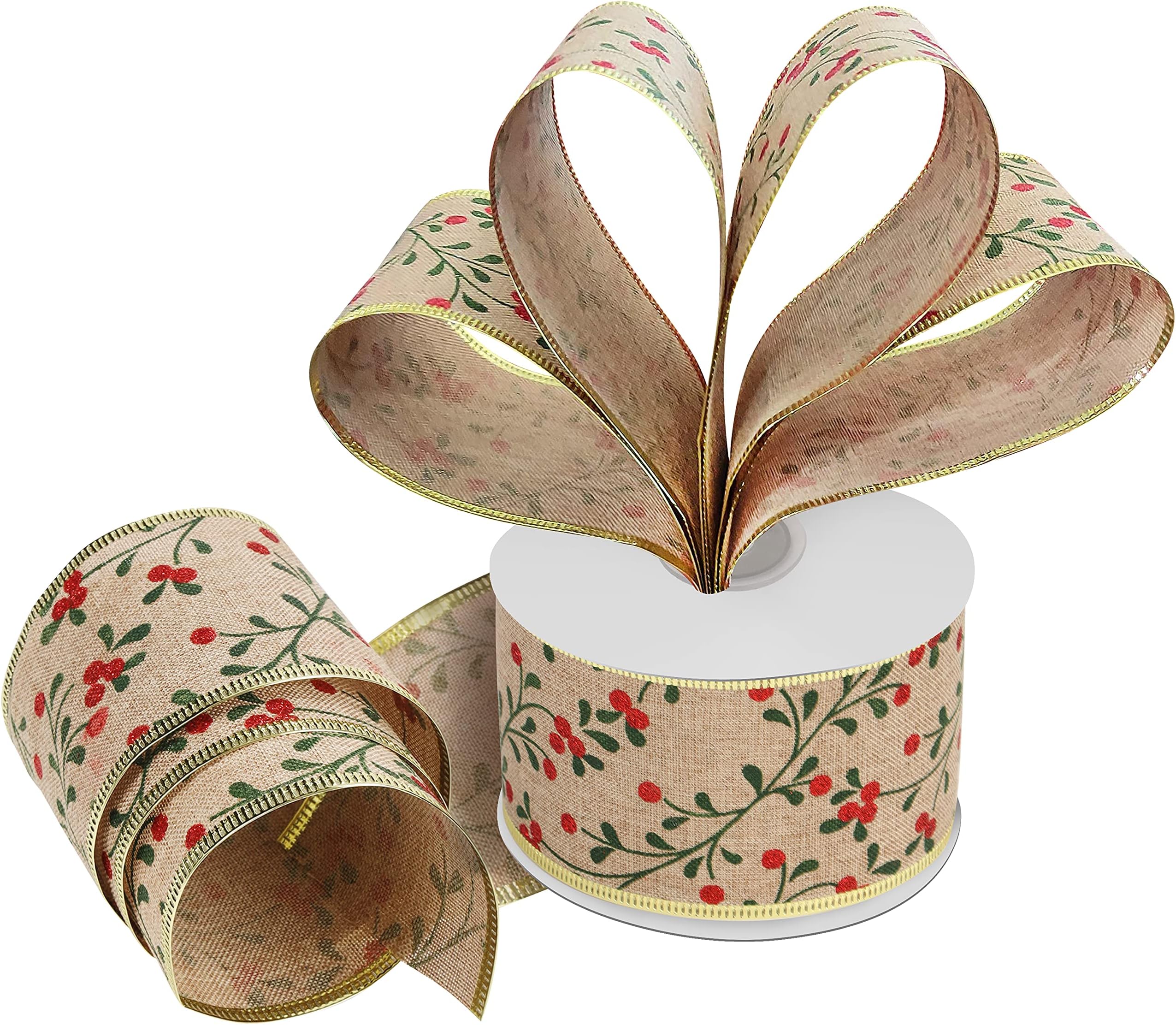 Belle Vous Red Organza Christmas Ribbon - 20m x 6.3cm Wide Wired ...