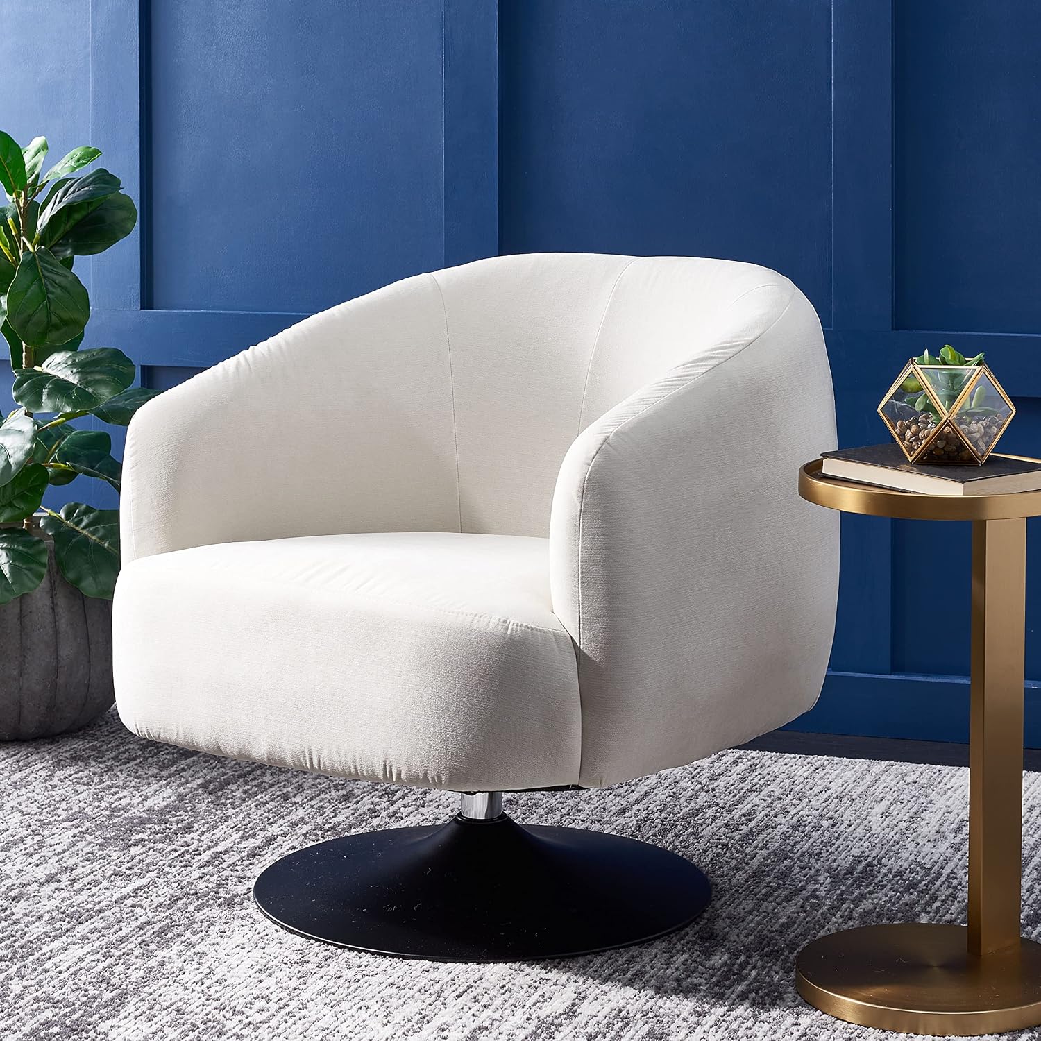 Amazon.com: SAFAVIEH Home Collection Ezro Mid-Century Glam Cream Velvet ...