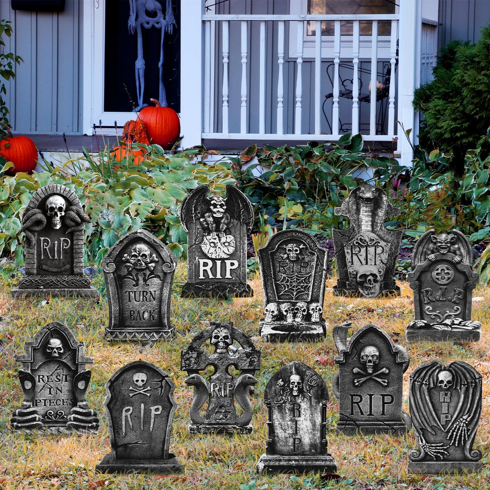 Amazon.com : 12 Styles Halloween Tombstone Yard Stakes Signs Graveyard ...
