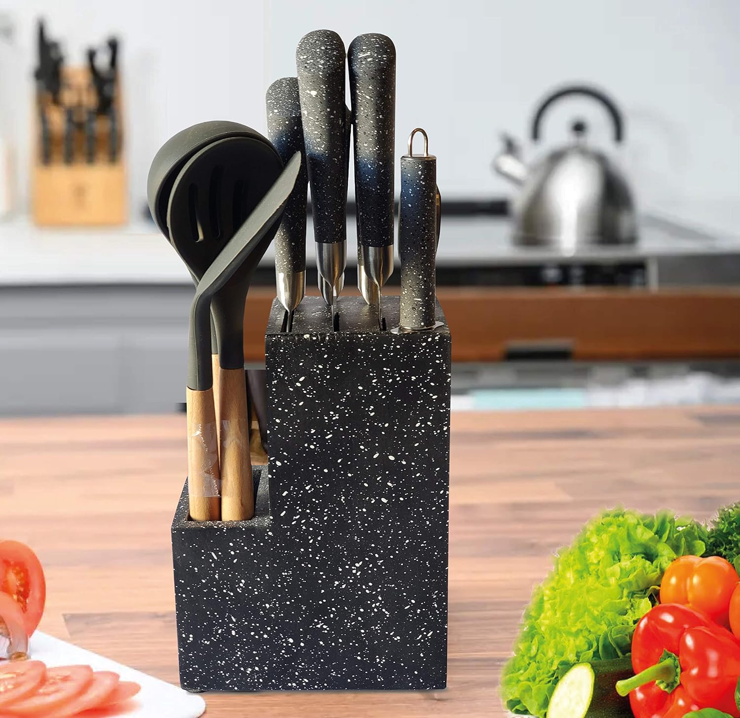 Amazon.com: BASS STAINLESS STEEL MODERN KNIFE BLOCK 11 PIECE SET (Gray ...