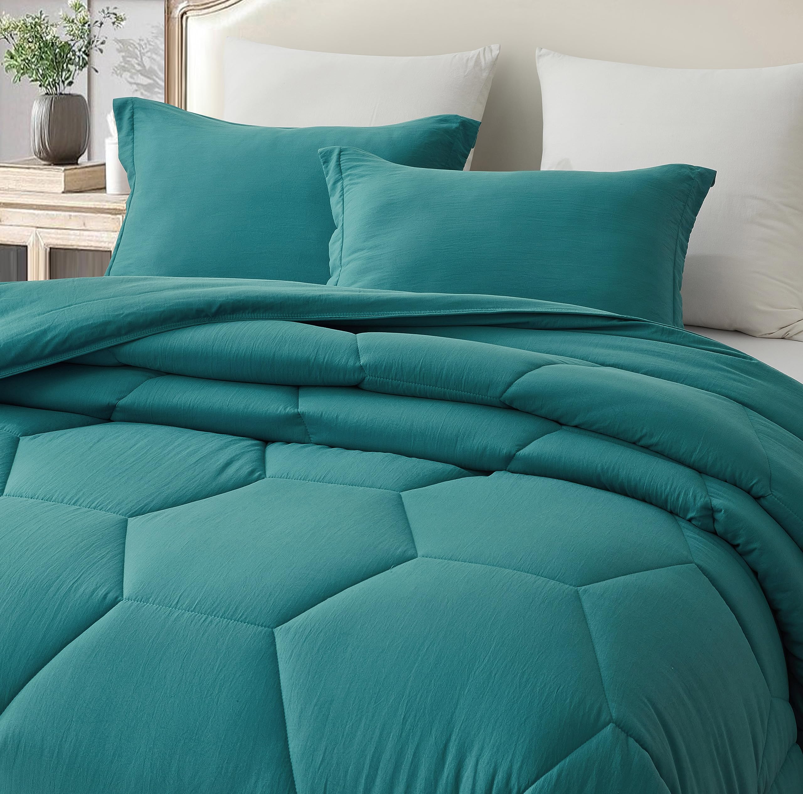 Chezmoi Collection Vero Teal Comforter Set Twin Size 2-Piece Fluffy ...