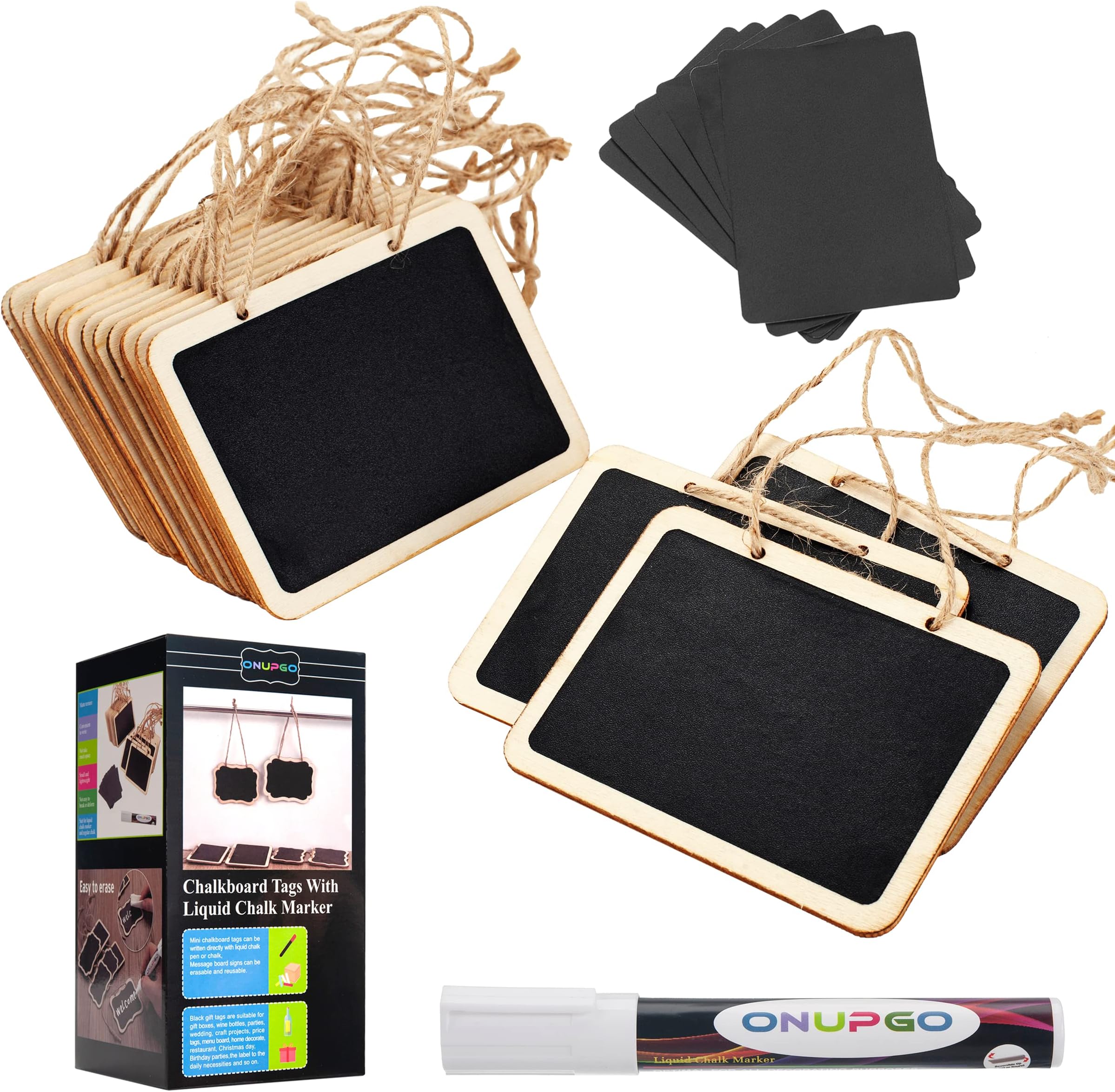 Amazon.com : Chalkboard Tags Hanging, Mini Wooden Chalkboard Tags ...