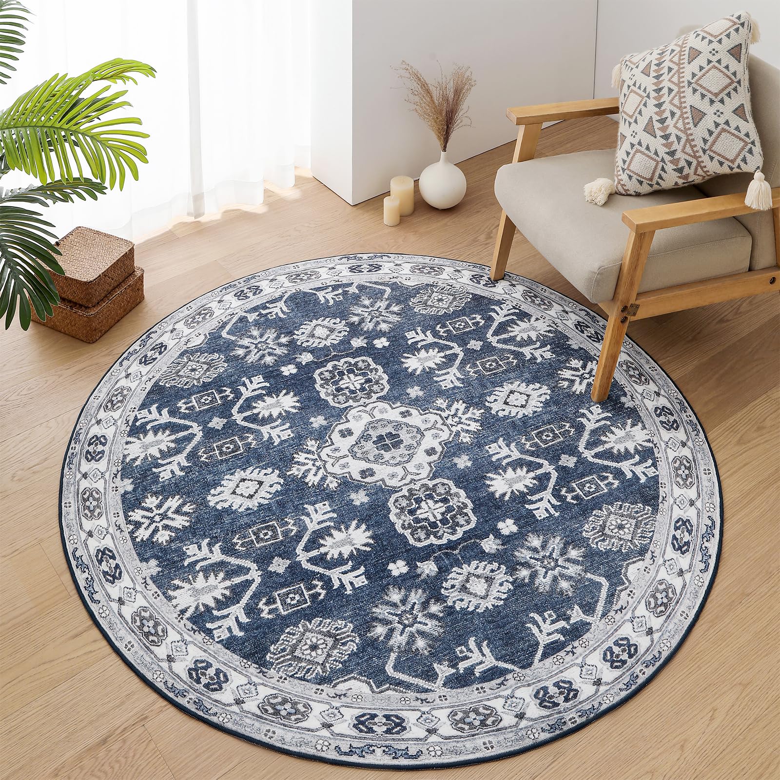 Amazon.com: VK VK·LIVING Round Washable Rug 5'Ft Vintage Machine ...