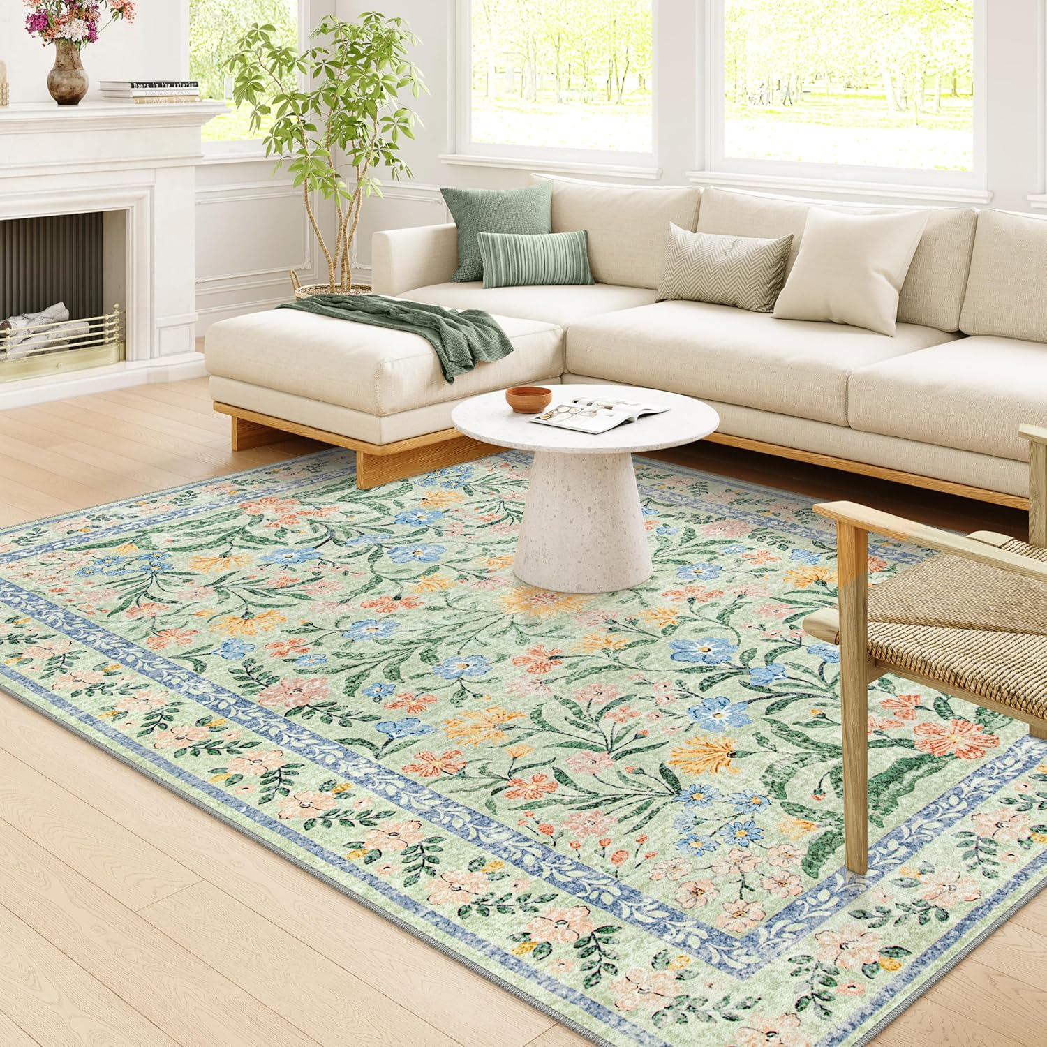 Amazon.com: Wonnitar Boho Washable Rugs 8x10, Large Floral Rugs for ...