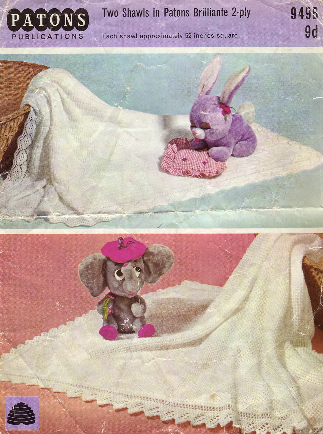 Patons Baby Shawls Knitting Pattern: Diamond Lacy Edge and Honeycomb ...