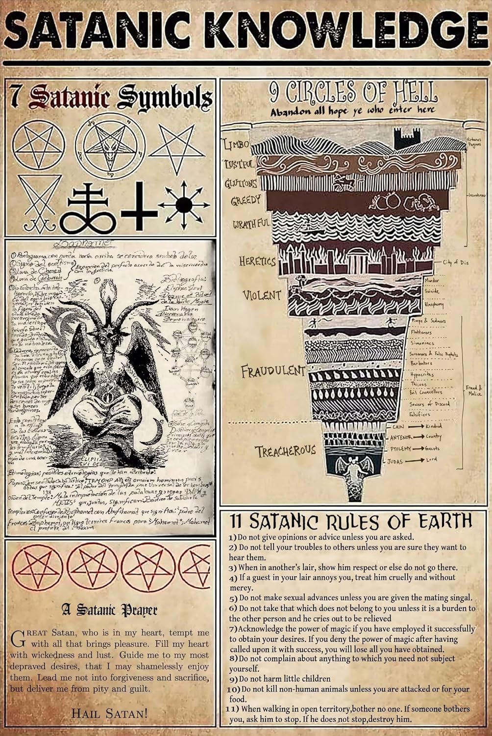 Amazon.com: Satanic Knowledge Metal Tin Signs Print Poster 11 Sataniq ...