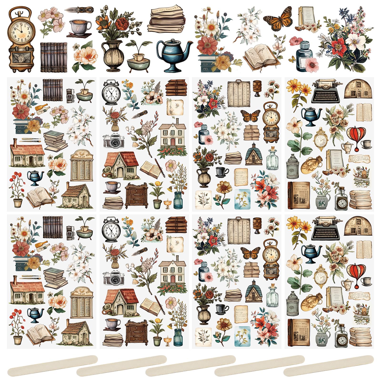 Snapklik.com : 16 Sheets Rub On Transfer Sticker, Vintage Theme ...