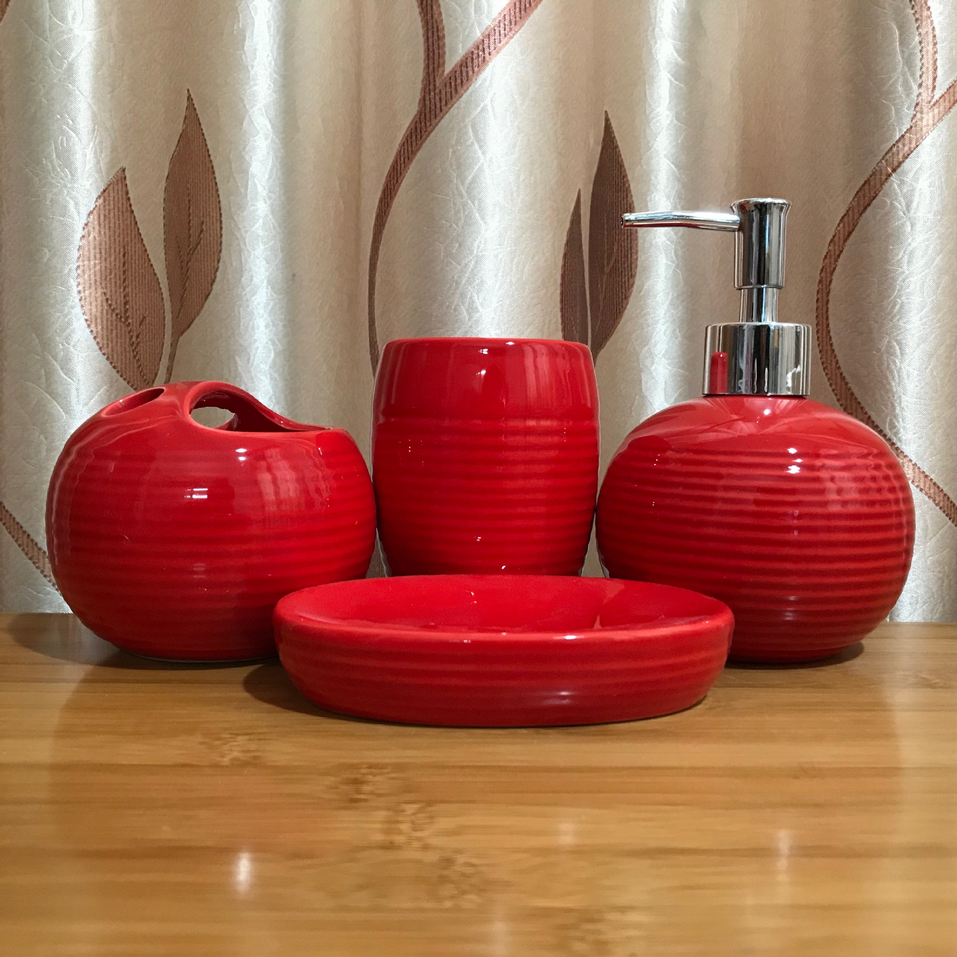 Watch 4 Piece Red Ceramic Bathroom Accessories Set on Amazon Live