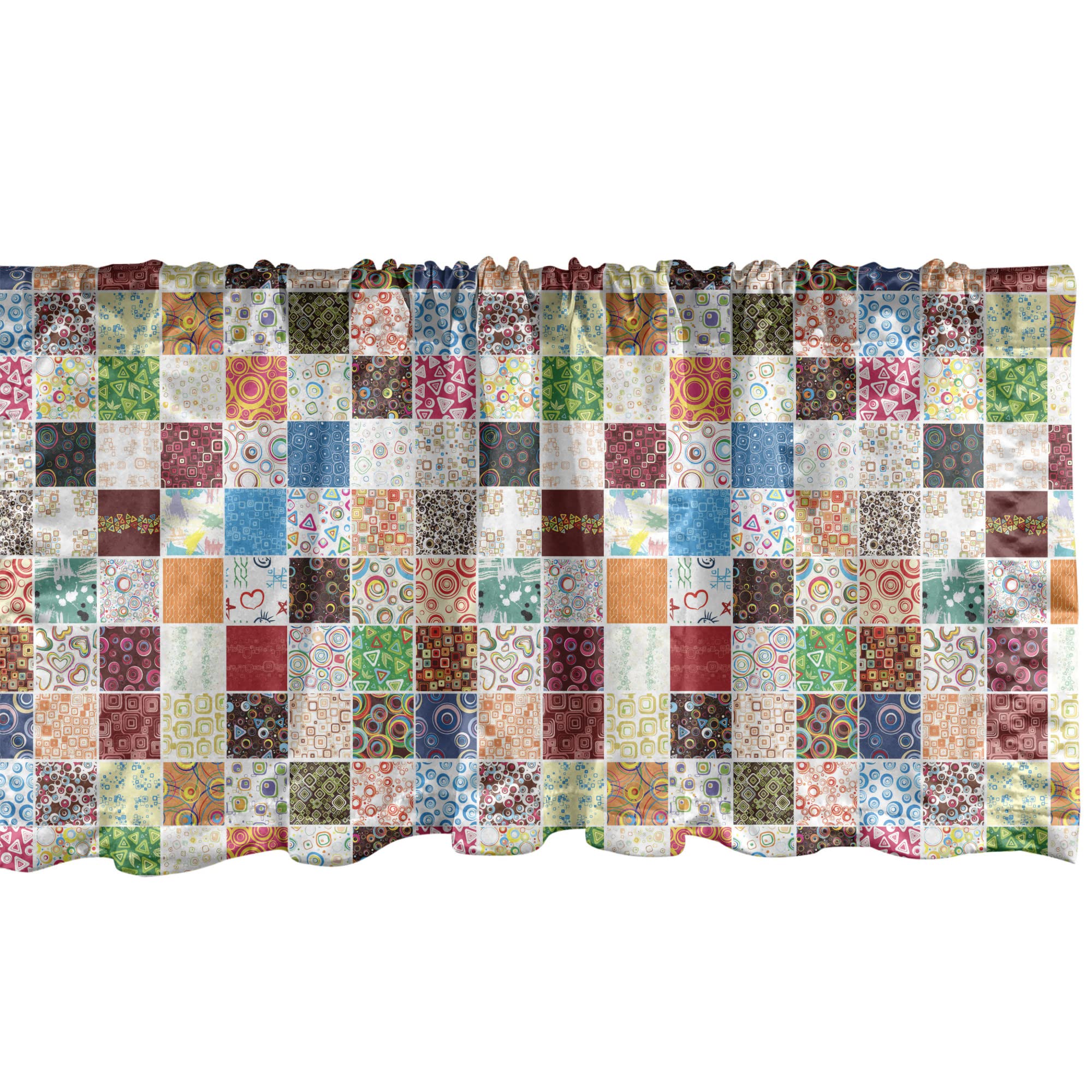 Amazon.com: Ambesonne Retro Window Valance Pack of 2, Big Patchwork of ...