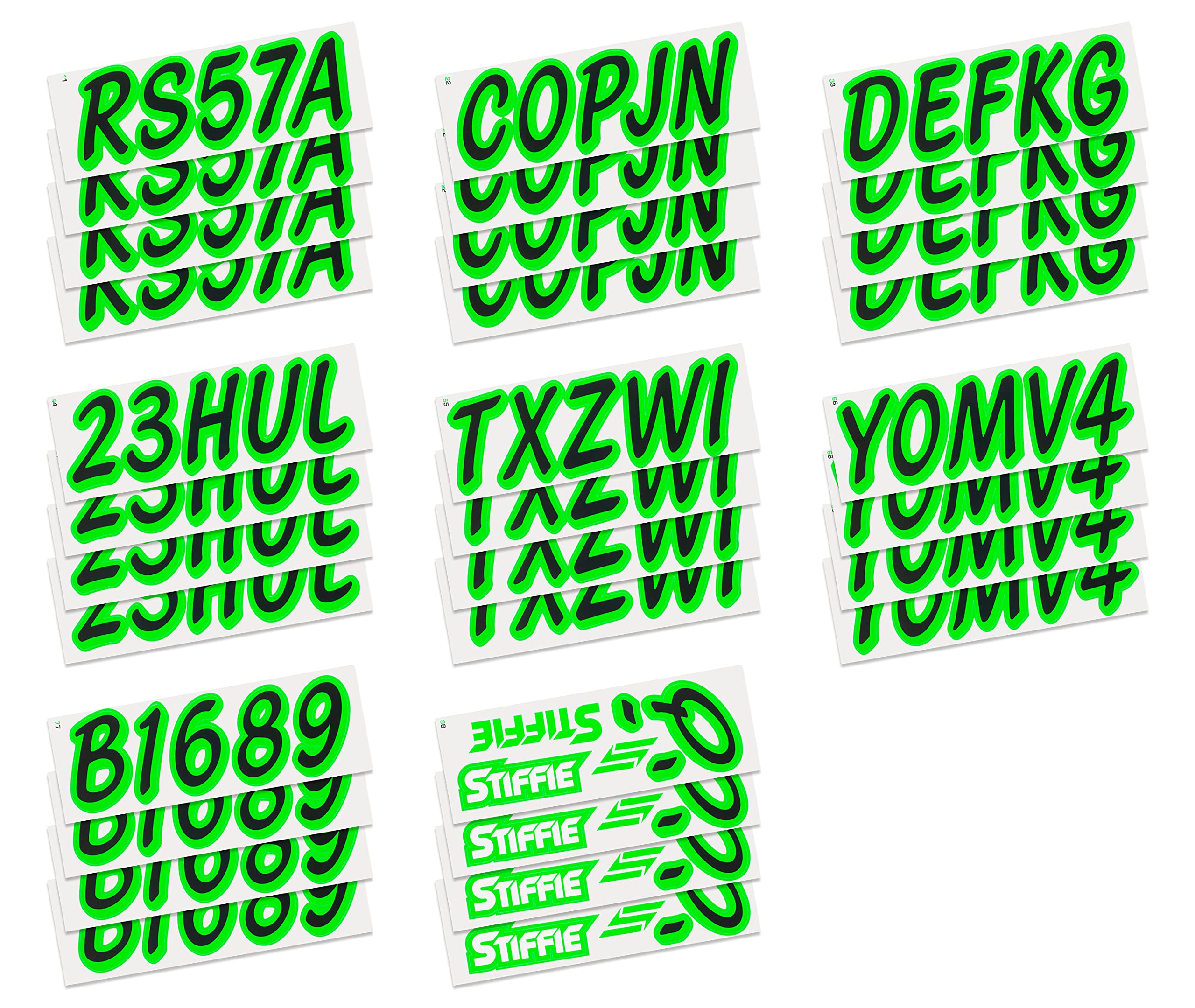 Snapklik.com : Whipline Solid Black/Electric Green 3" Alpha-Numeric ...