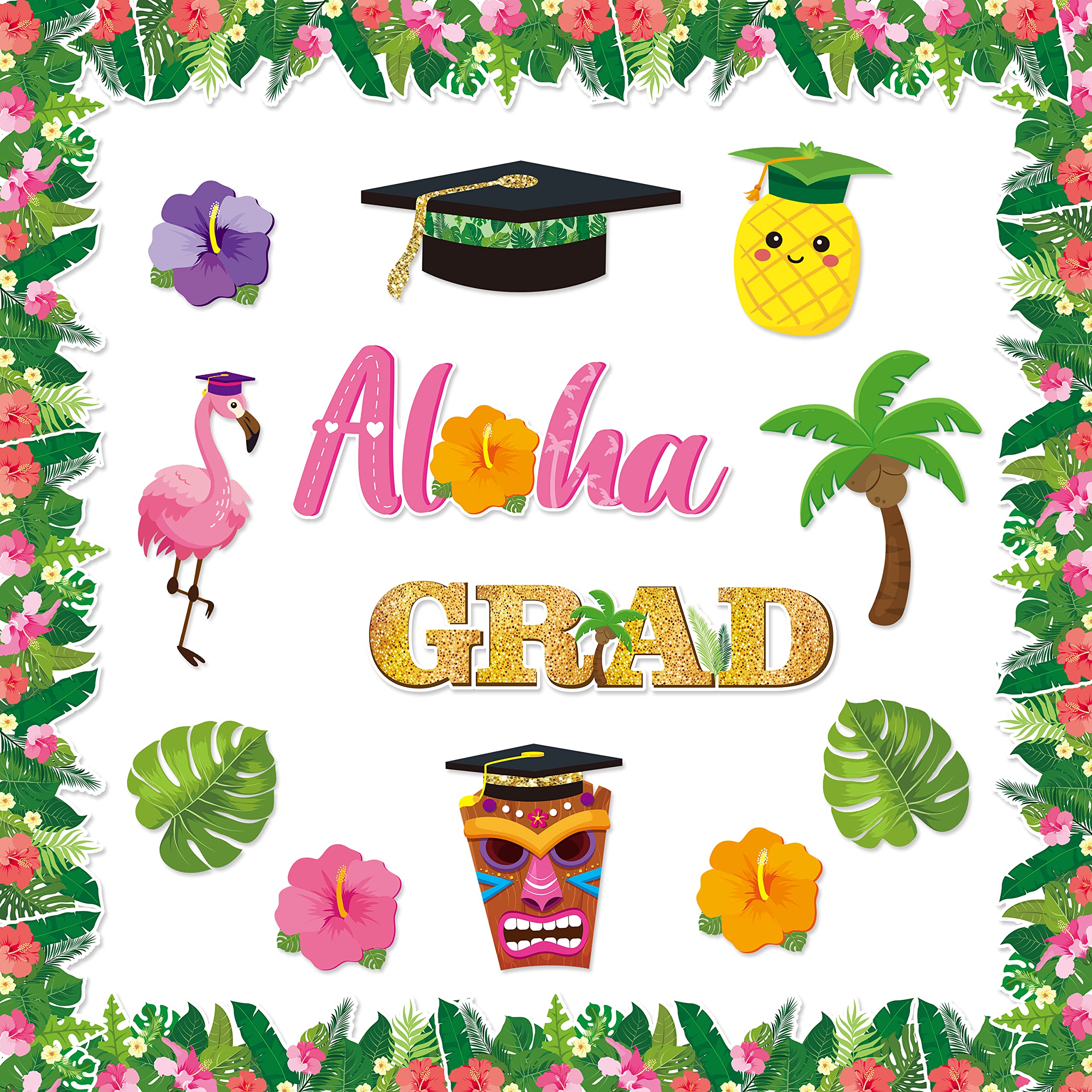 Amazon.com: BeYumi 79Pcs Hawaiian Luau Graduation Bulletin Board Set ...