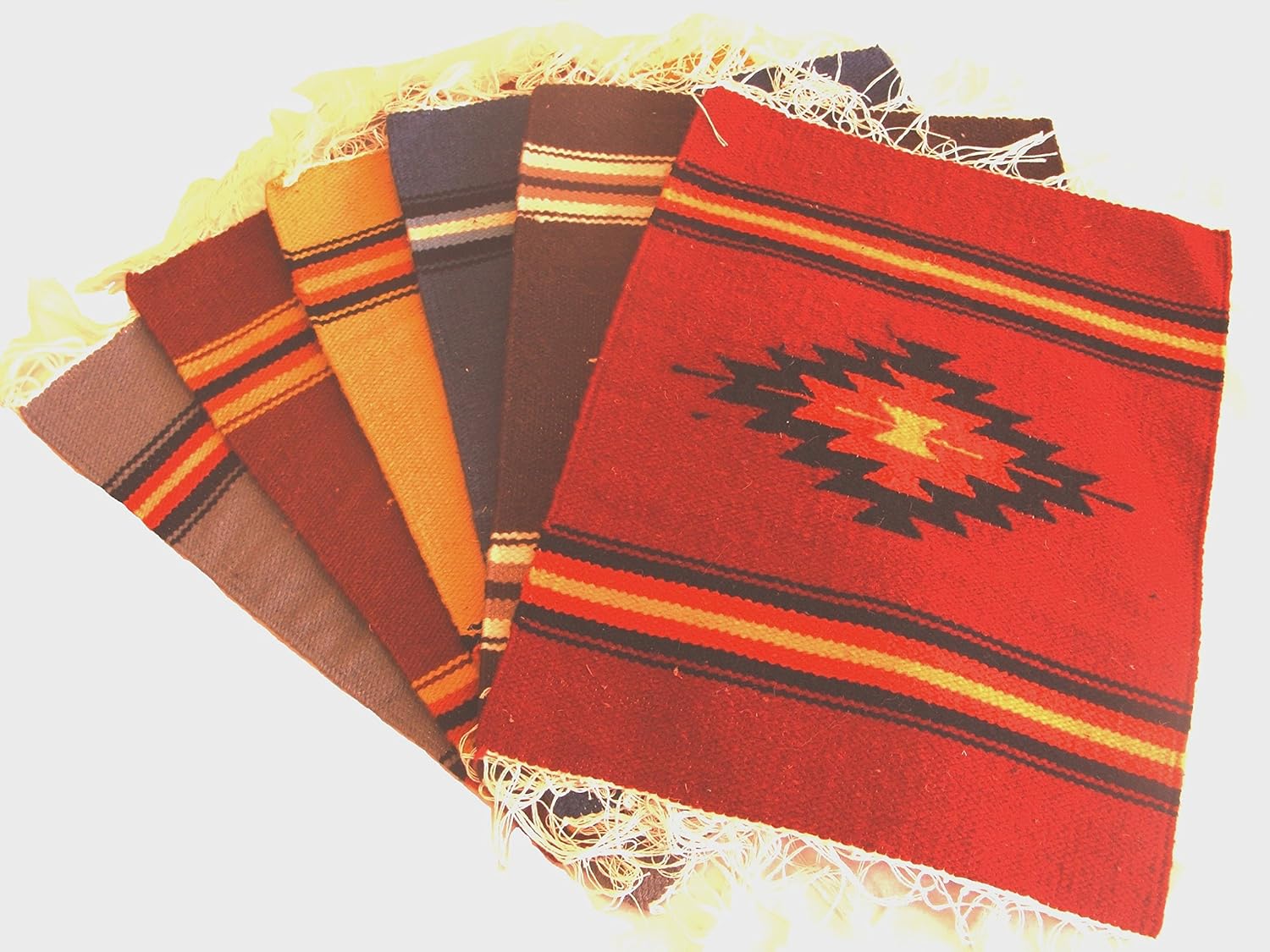 Amazon.com: Hand Woven Chimayo 10"x10" Wool Mats Four Piece Assortment ...