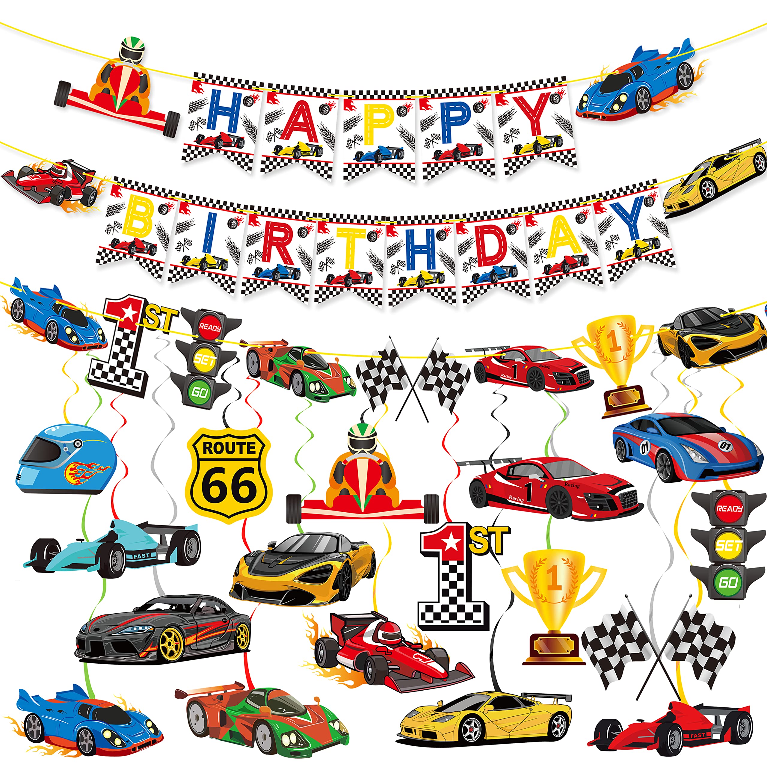 4pcs Race Car Party Banners Racing Car Party Decorations Black ...