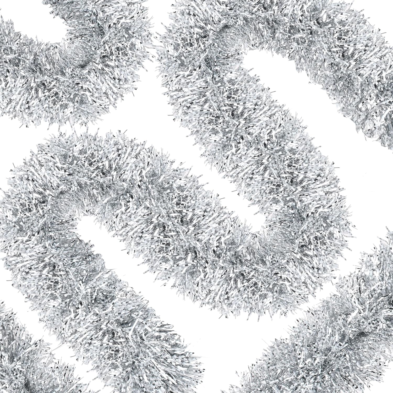 Amazon.com: 50 Ft Christmas Tree Frost Tip Glitter Tinsel Garland Snowy ...
