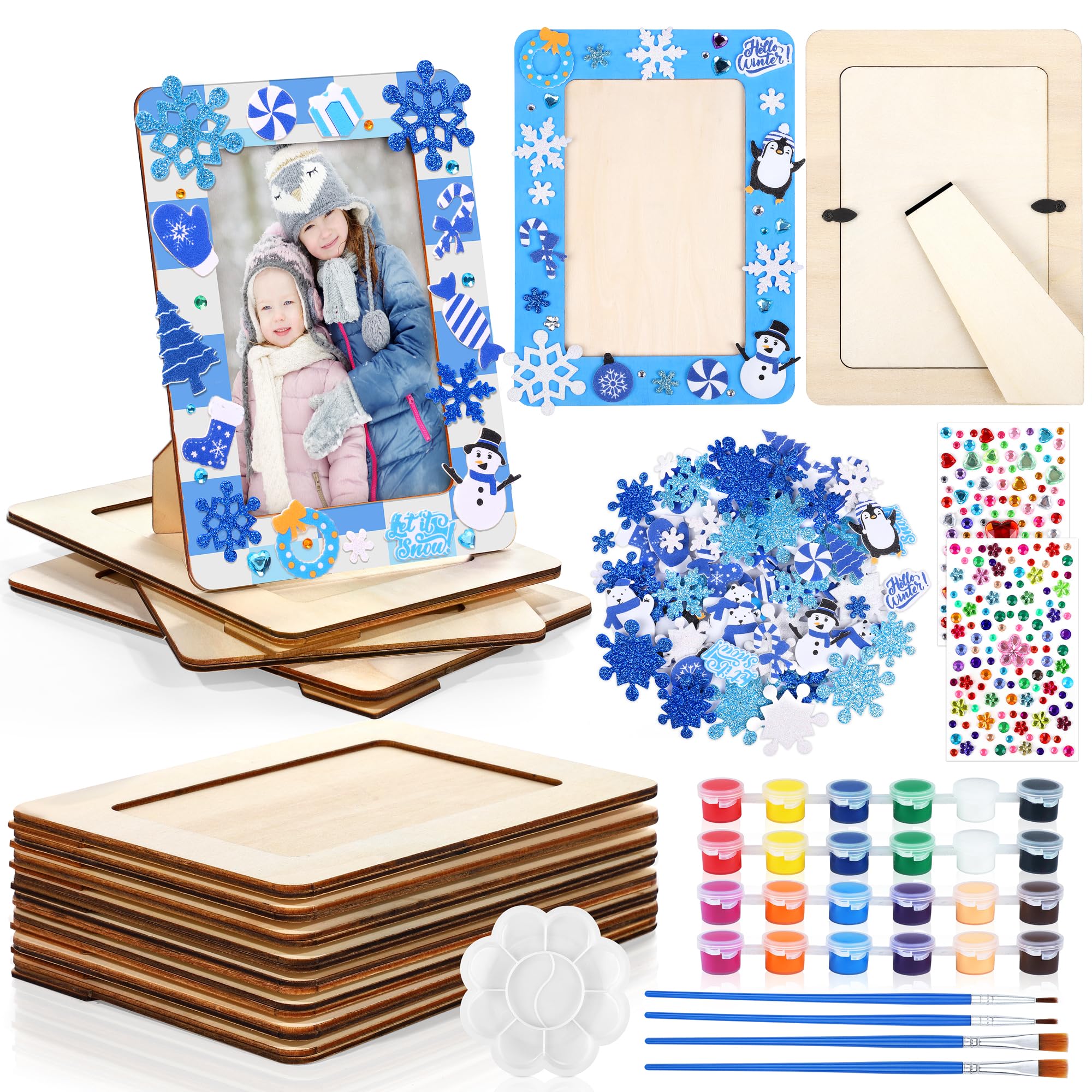 Amazon.com: Fovths 12 Packs Winter Picture Frame Painting Craft Kit ...