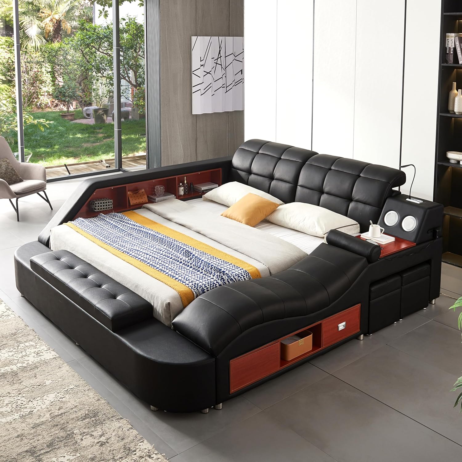 Amazon.com: Gahowlen Queen Bed Frame, Modern Luxury Multifunction Bed ...