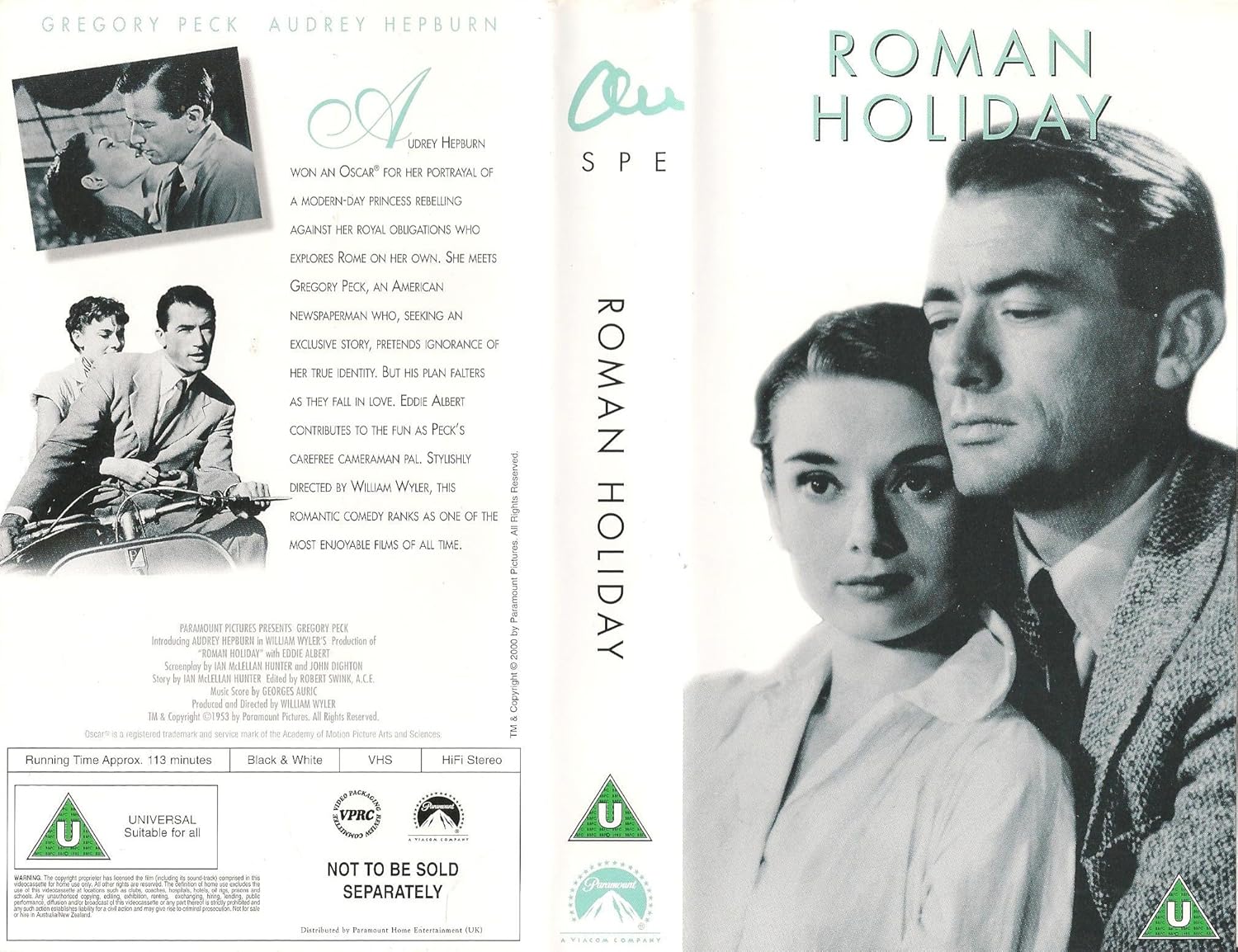 Roman Holiday [VHS] : Audrey Hepburn, Gregory Peck, Eddie Albert ...