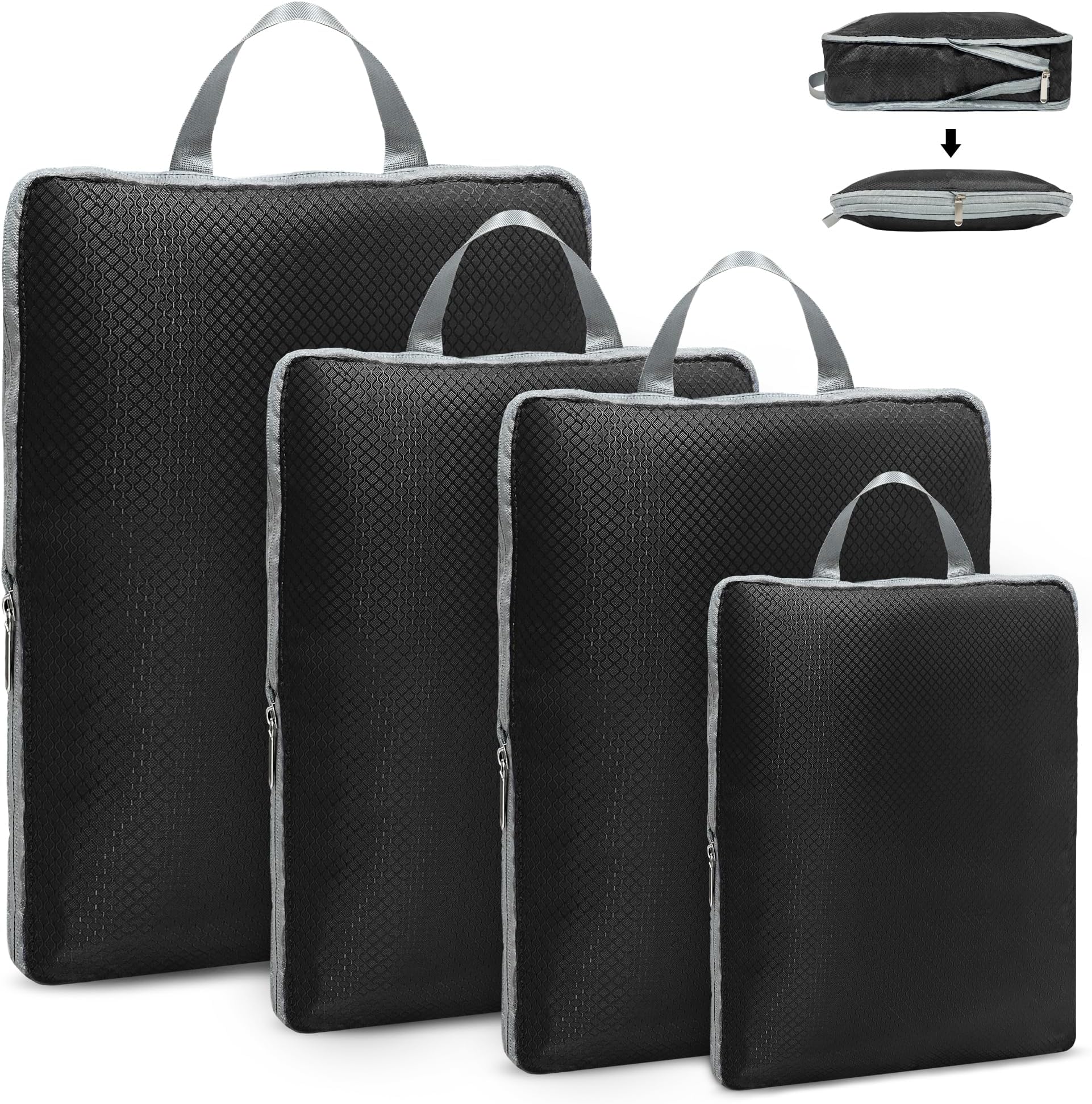 Amazon.com: TEUEN 6 Set Compression Packing Cubes for Suitcases ...