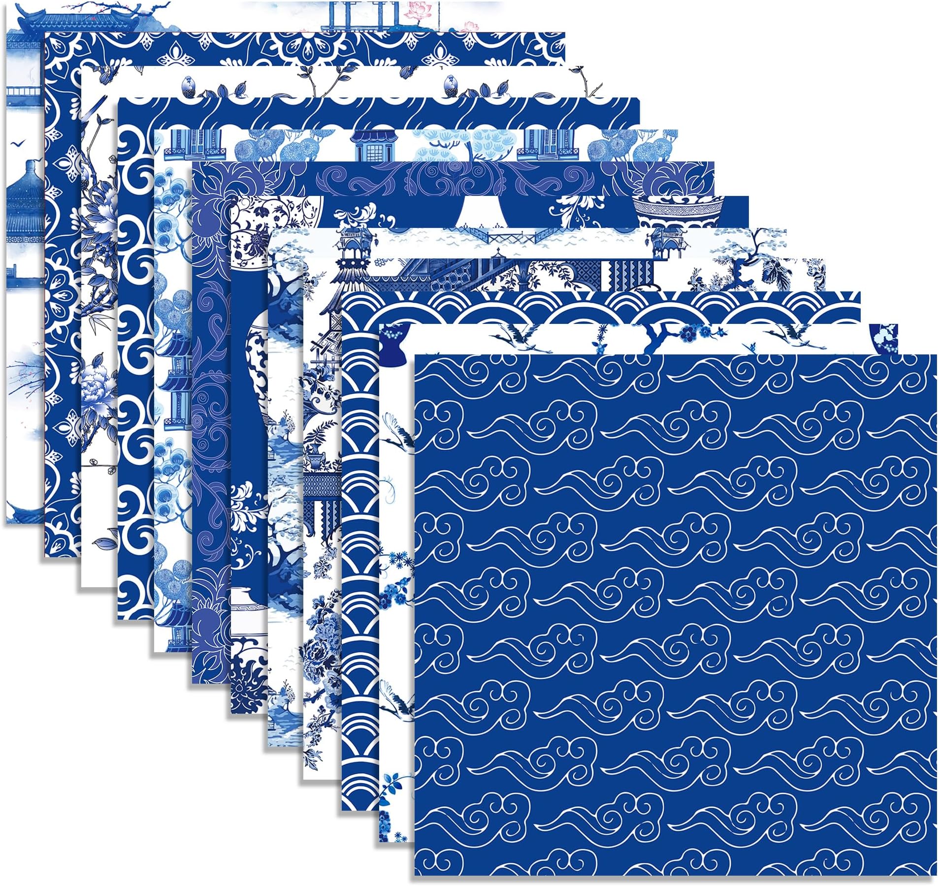 Amazon.com : JOINFANXIN Chinese Blue and White Porcelain Scrapbook Paper Pad, 24 Pcs Double ...