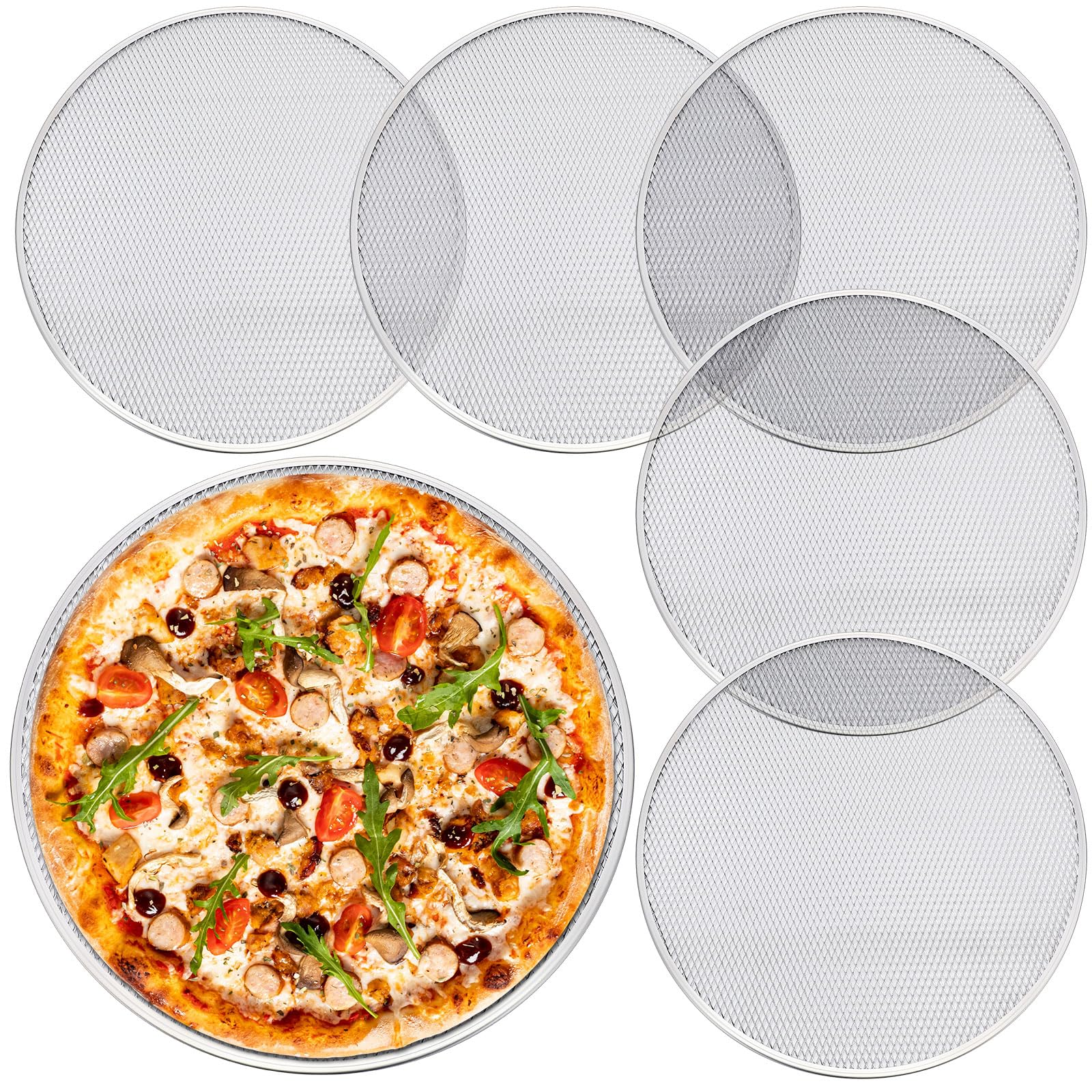Amazon.com: Nuogo 5 Pcs 18 Inch Pizza Pan with Holes Aluminum Mesh ...