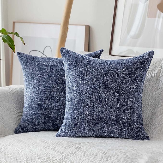 Home Brilliant Large Cushions 60cm x 60cm, Chenille Textured Navy ...