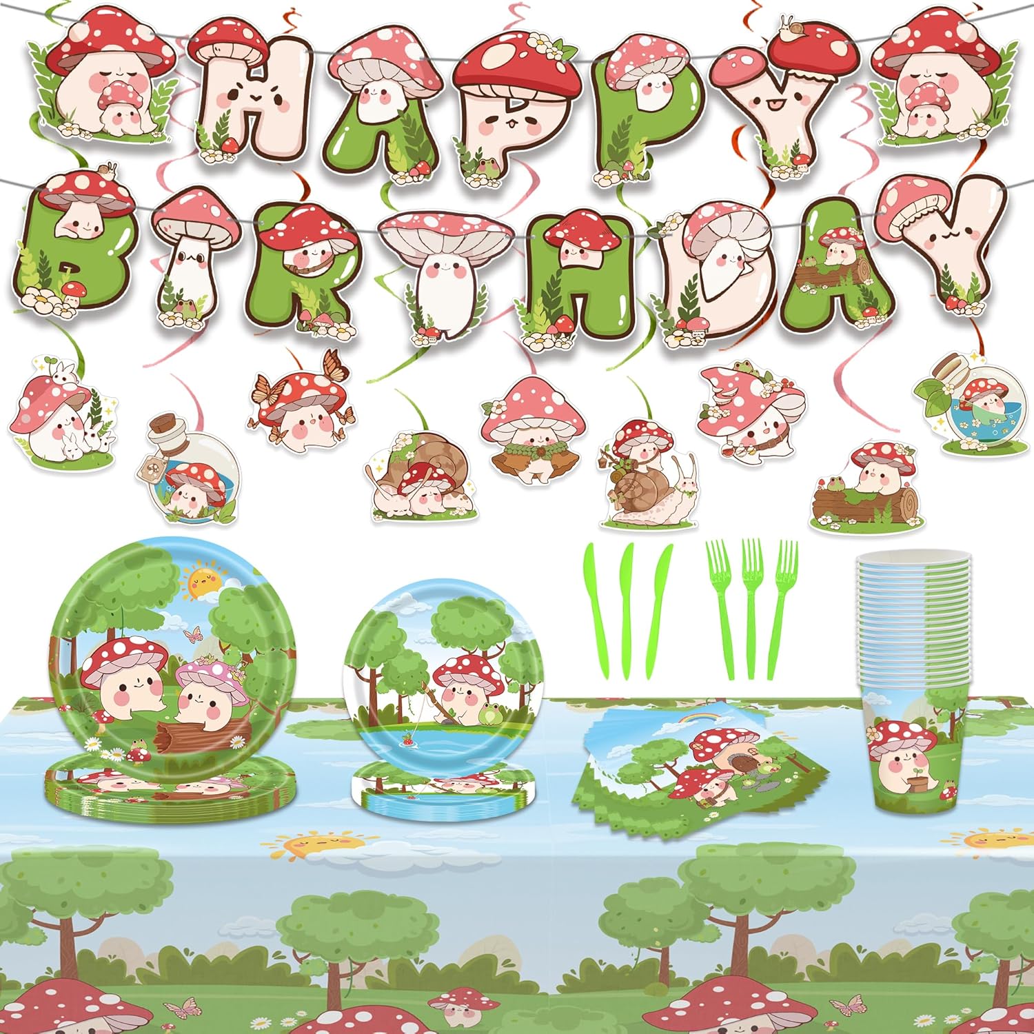 Amazon.com: 151Pcs Red Mushroom Birthday Party Plate Include Mushroom ...