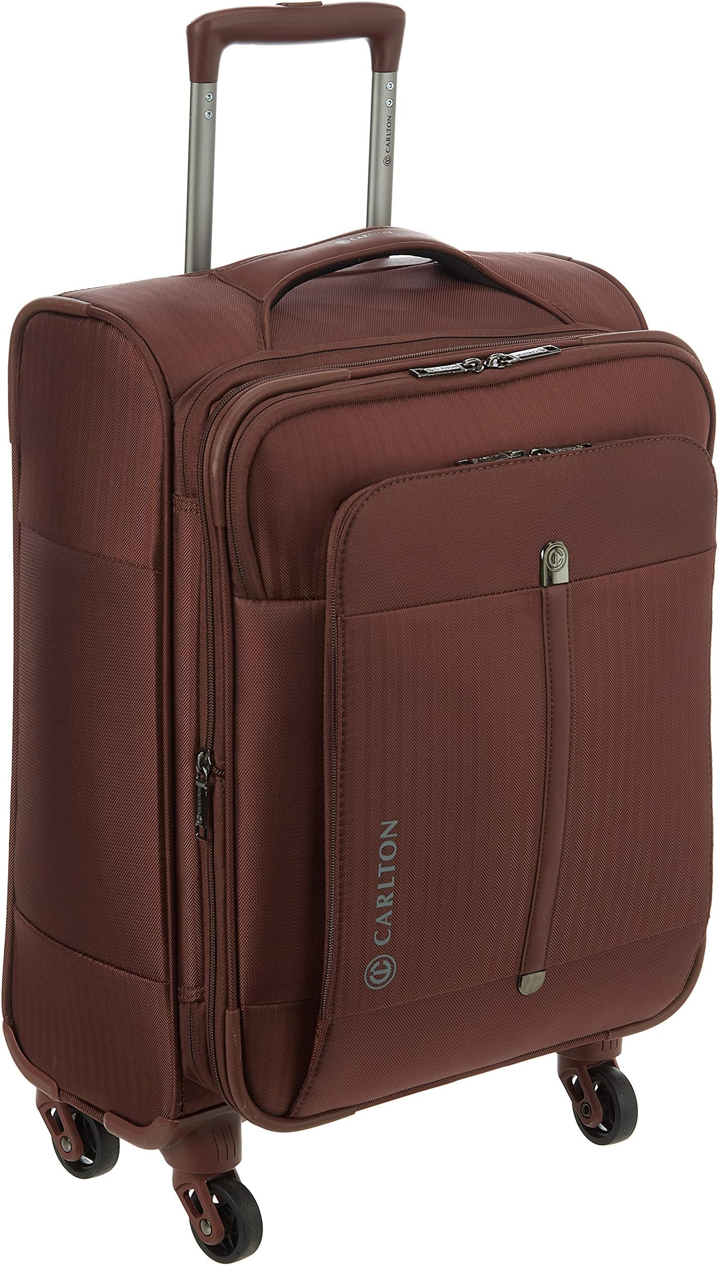 Carlton Synthetic Unisex Zip Closure Soft Spinner 4 Wheels Trolley ...