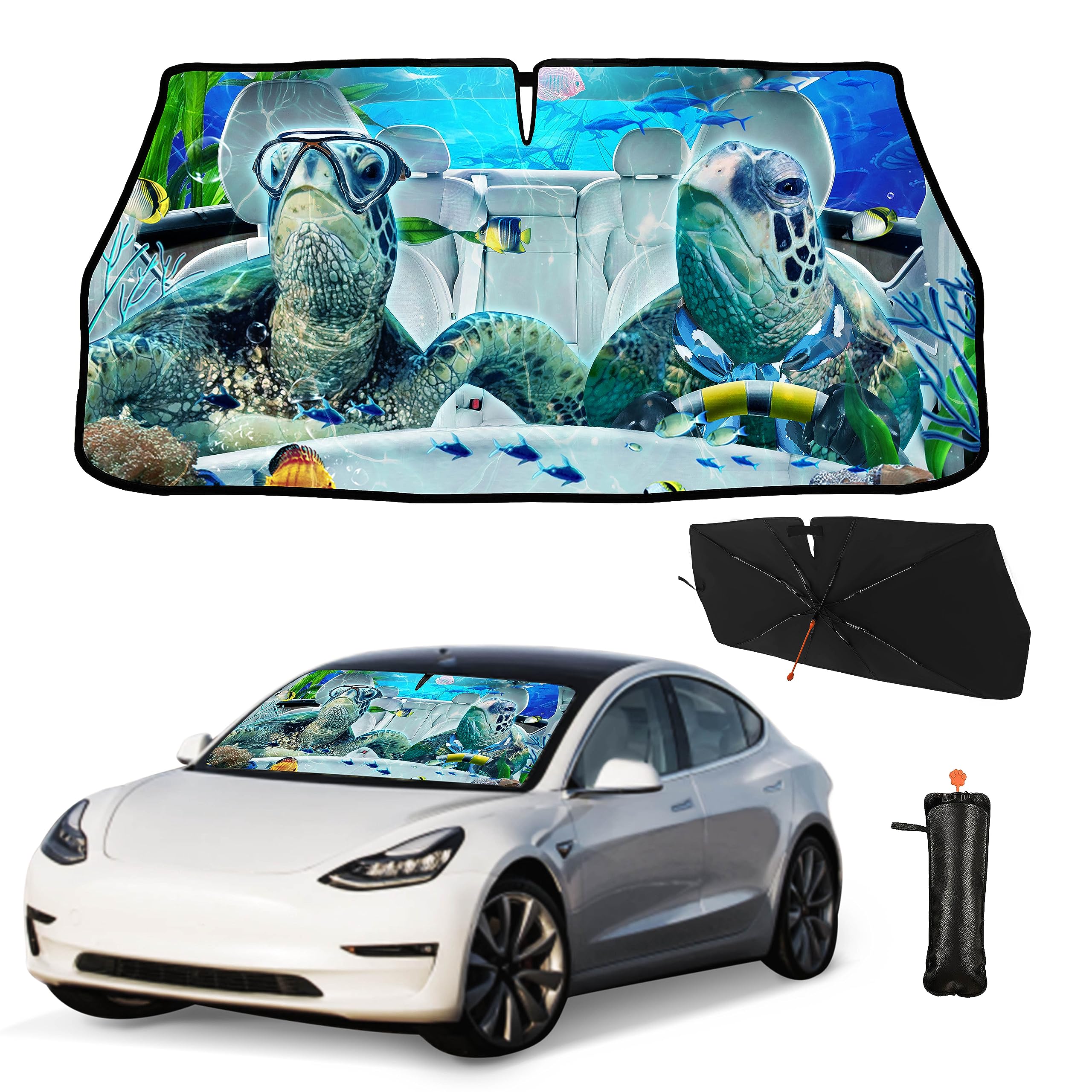 Amazon.com: Edeeil Funny Turtle Car Umbrella Sun Shade Cover Funny ...