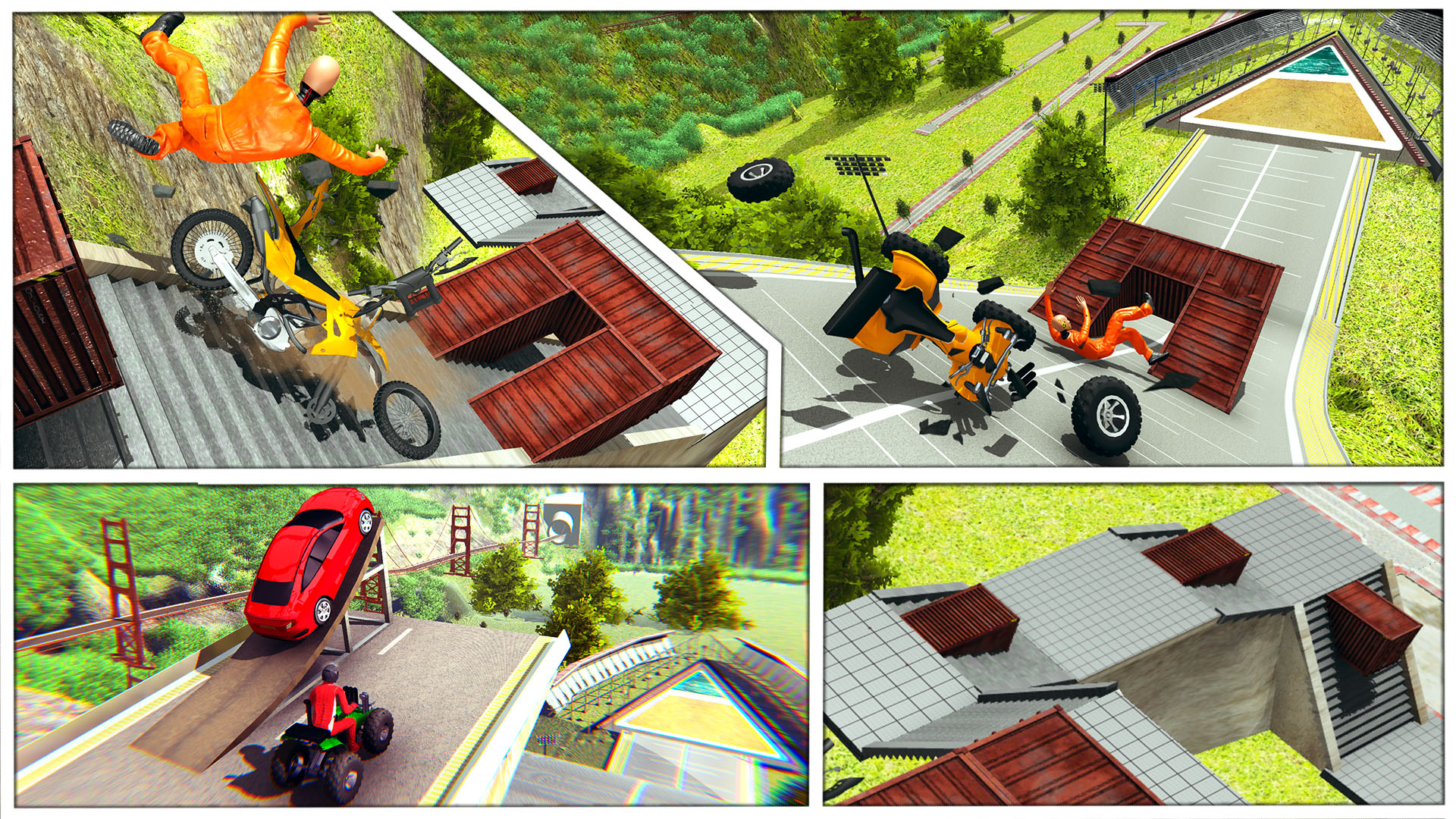 Bike Crash Beam Stunts Drive 3D - Mega Ramp Death Rider ATV Bike Games ...