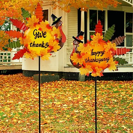 Amazon.com: Lulu Home Thanksgiving Turkey Decors, Set of 2 Metal Turkey ...