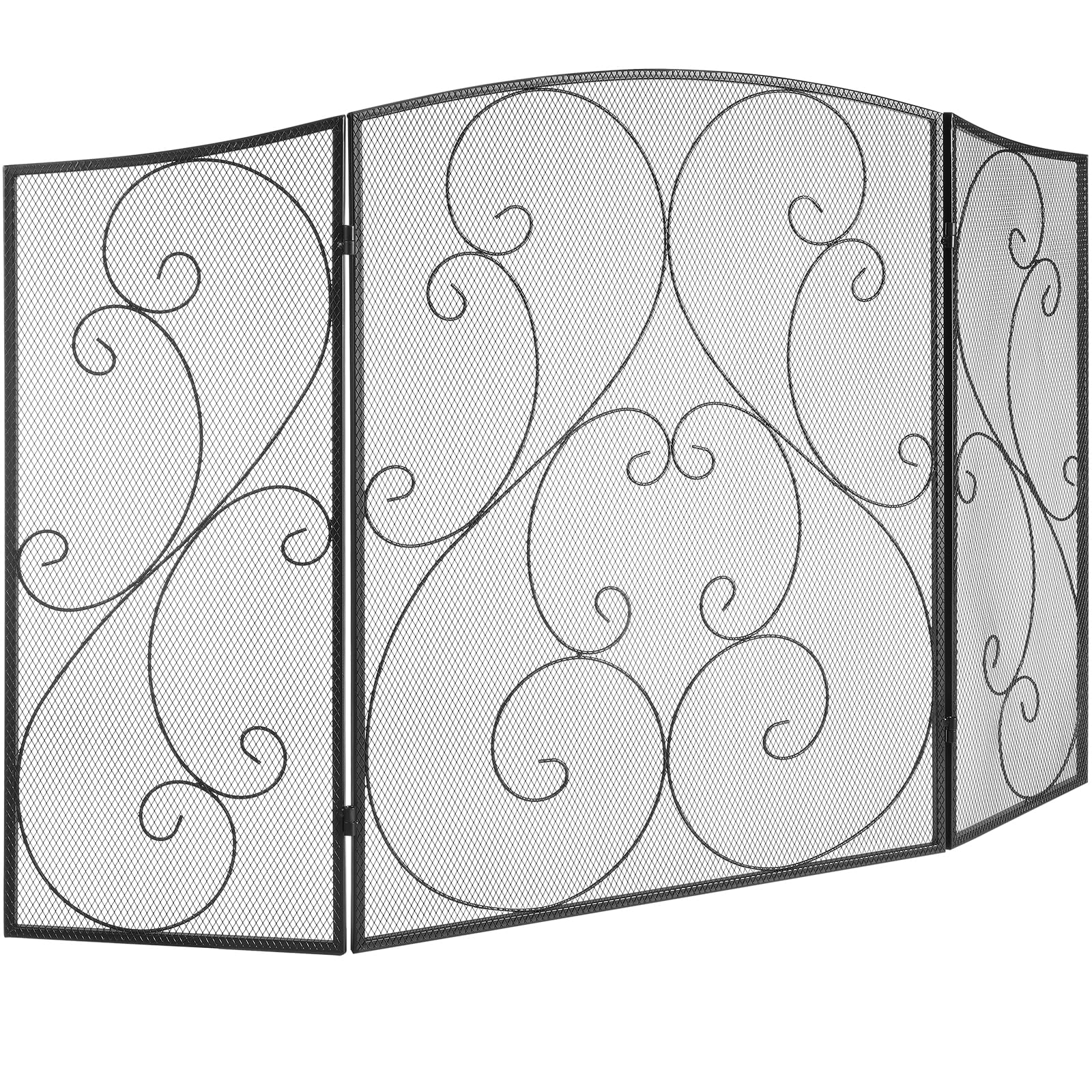 VEVOR Fireplace Screen 3 Panel, Sturdy Iron Mesh Fireplace Screen, 48 ...
