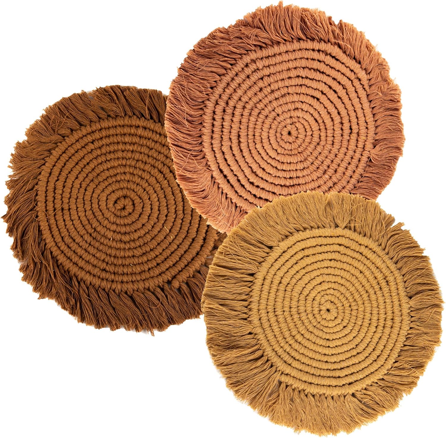 Amazon.com: Eiyye Thick Pot Holder Macrame Trivets Round Tassel ...