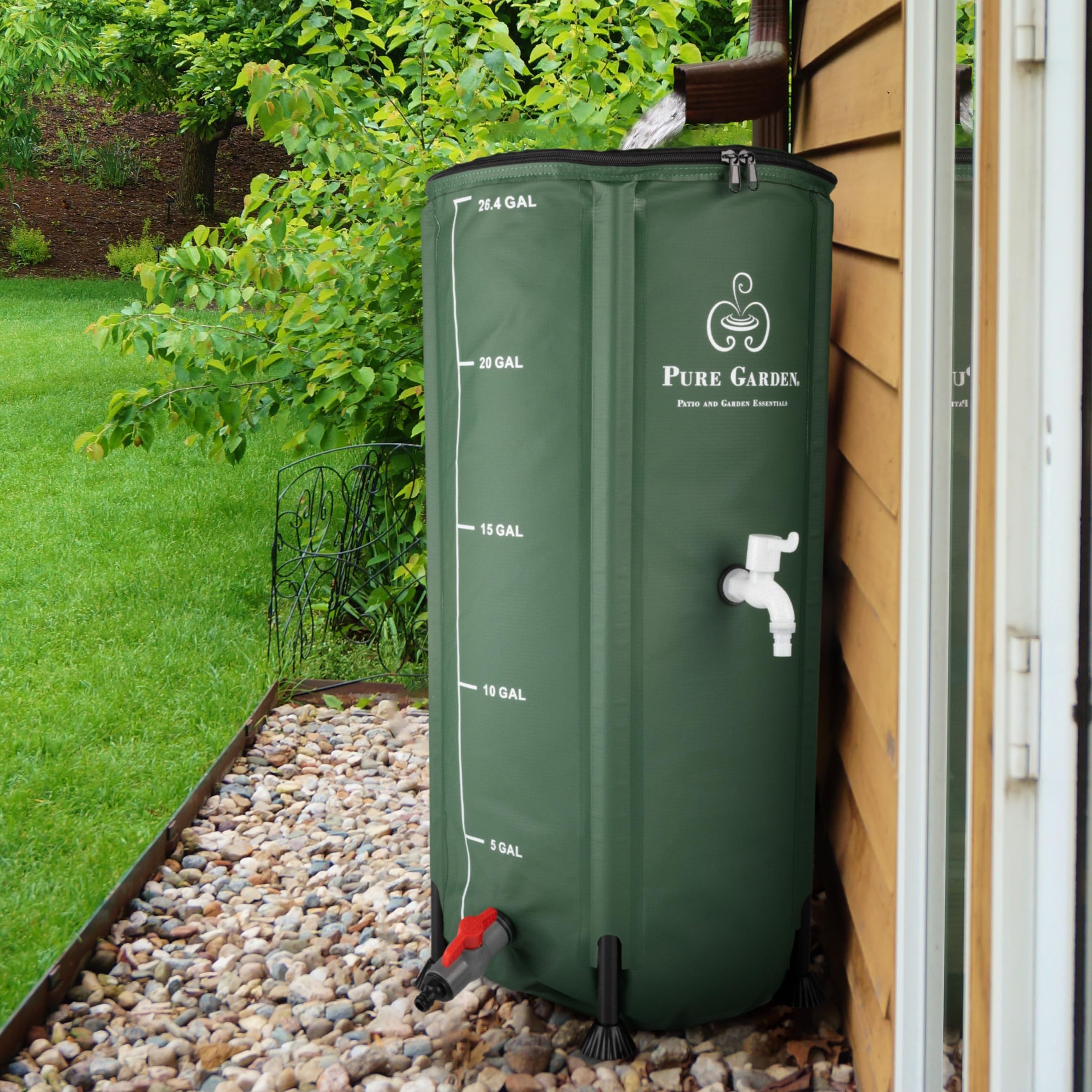 Amazon.com : Pure Garden 50-LG1409 26.4Gal/100L Collapsible Rain Barrel ...