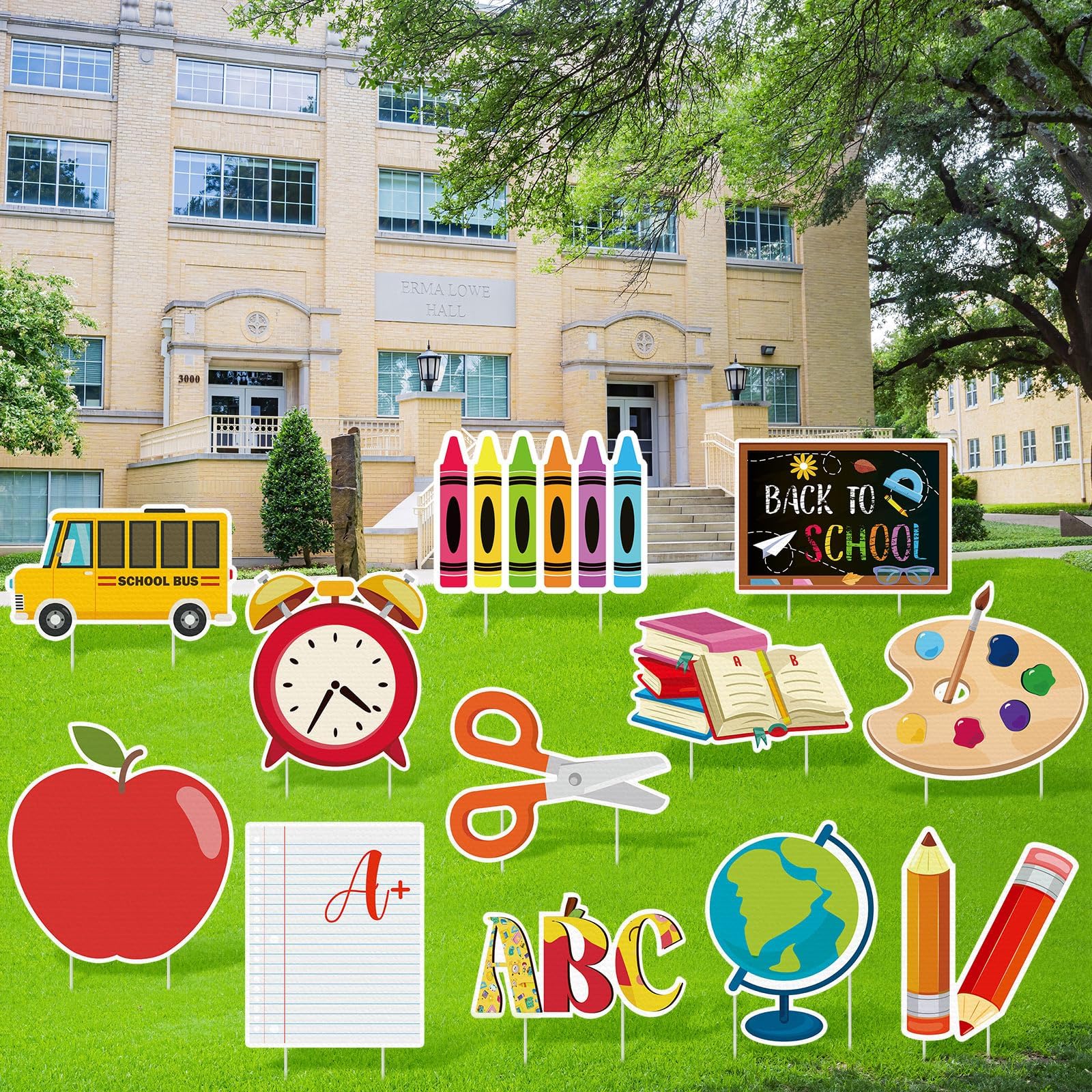 Amazon.com : Crtiin 2 Pieces Back to School Yard Signs with Stakes ...