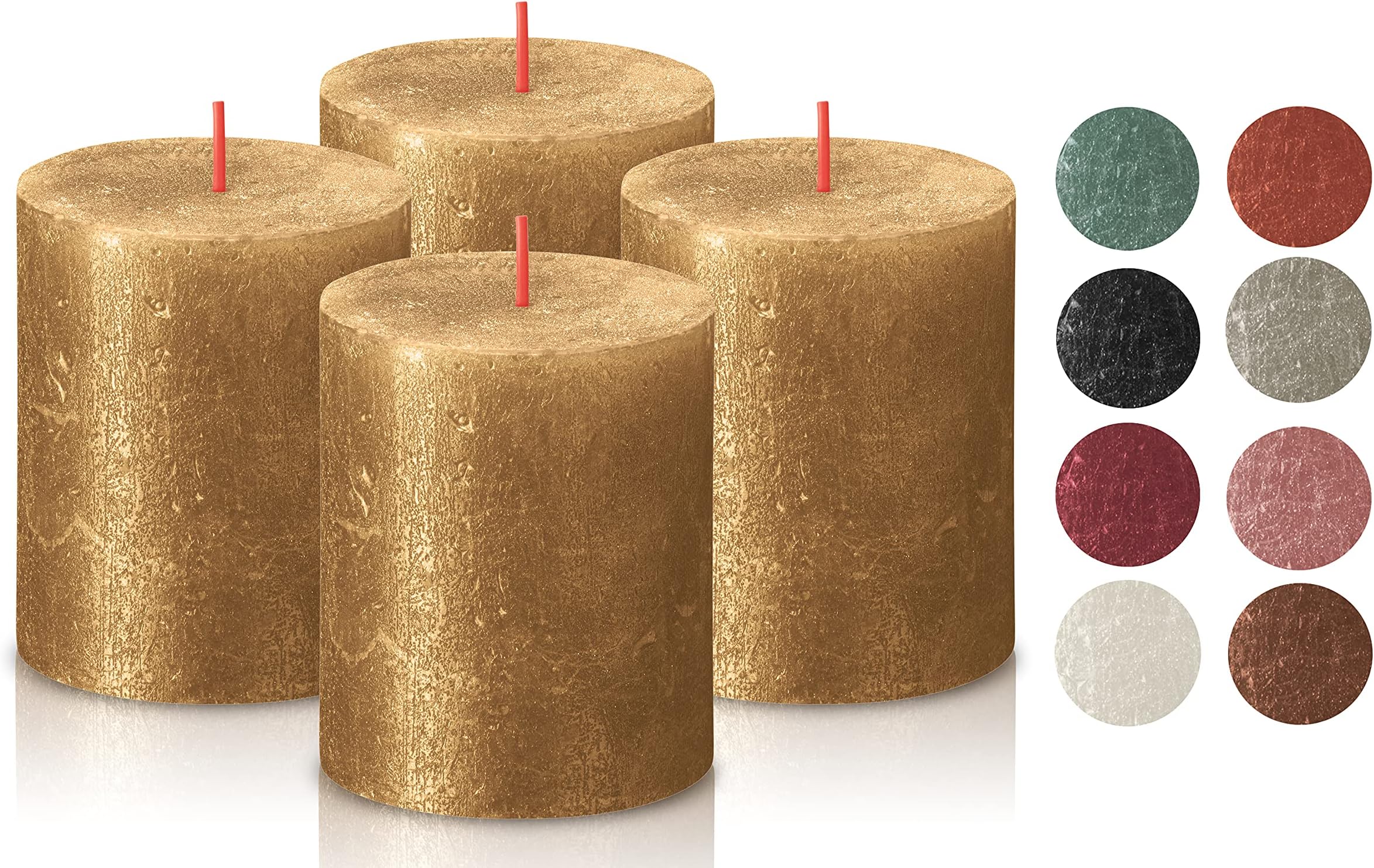 Amazon.com: Mega Candles 3 pcs Unscented Gold Round Pillar Candle, Hand ...