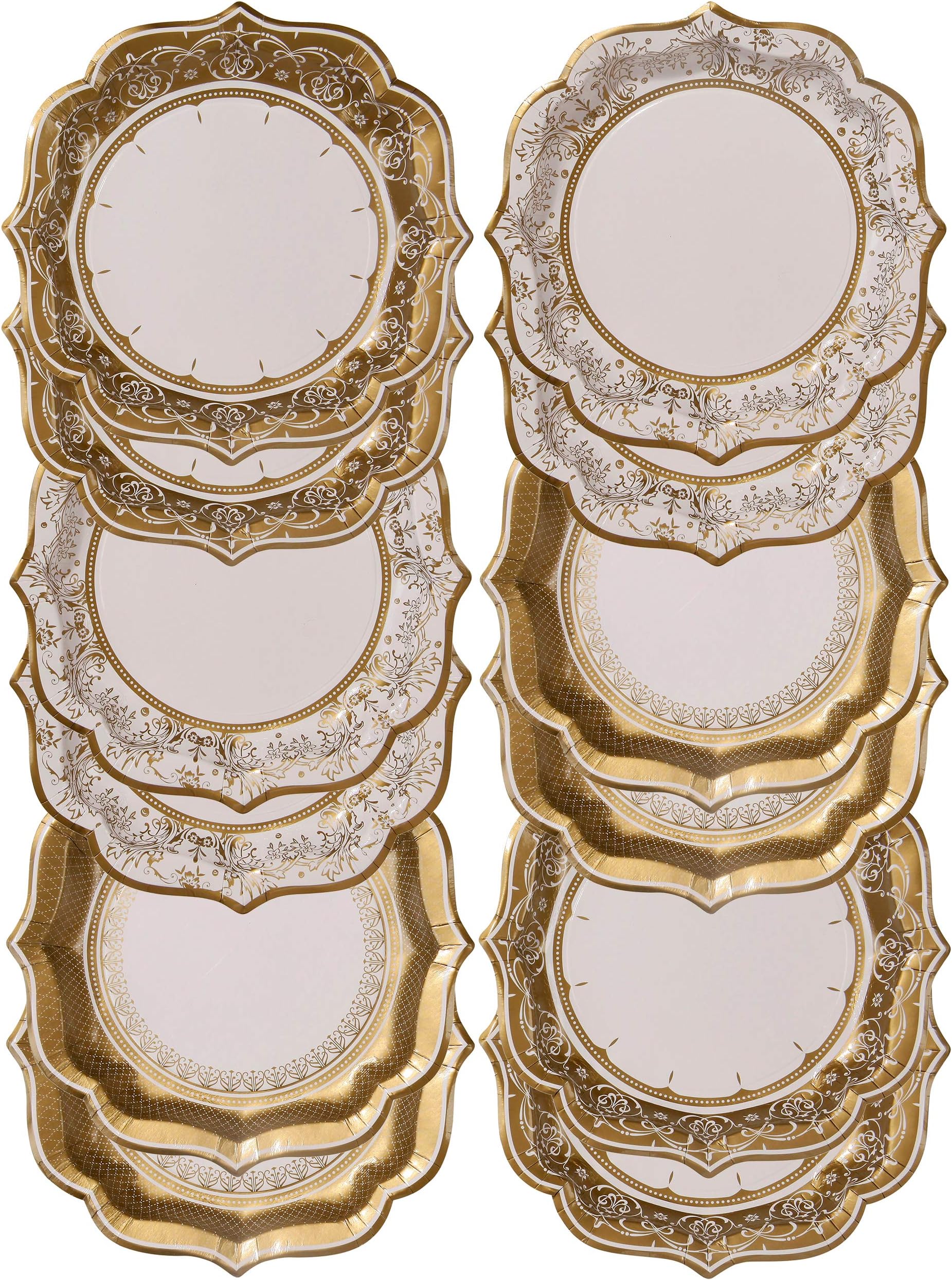 SOL 24pk Gold Paper Plates | Gold Party Plates for All Occasions | Gold ...