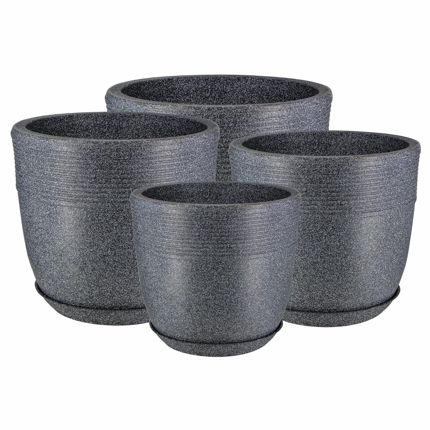 Set of 4 Garden's Plastic Jaguar Marble Look Roto Moulding Flower Pots ...